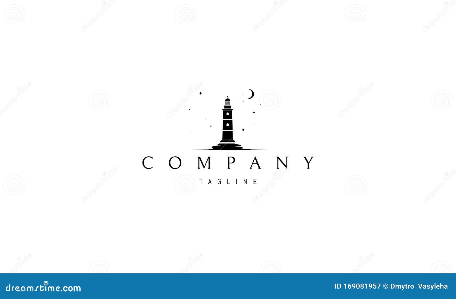 Vector Logo on Which an Abstract Image of a Lighthouse Under the Stars ...