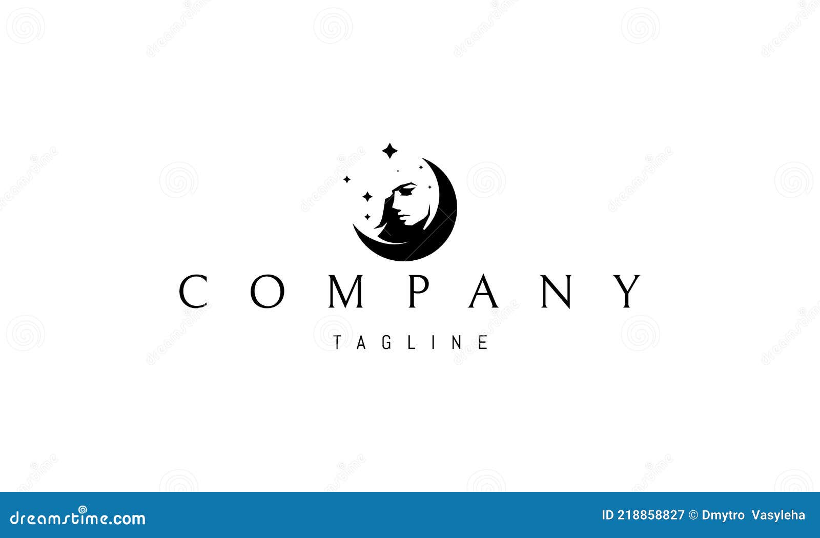 Vector Logo on Which an Abstract Image of the Moon with a Girls Face ...