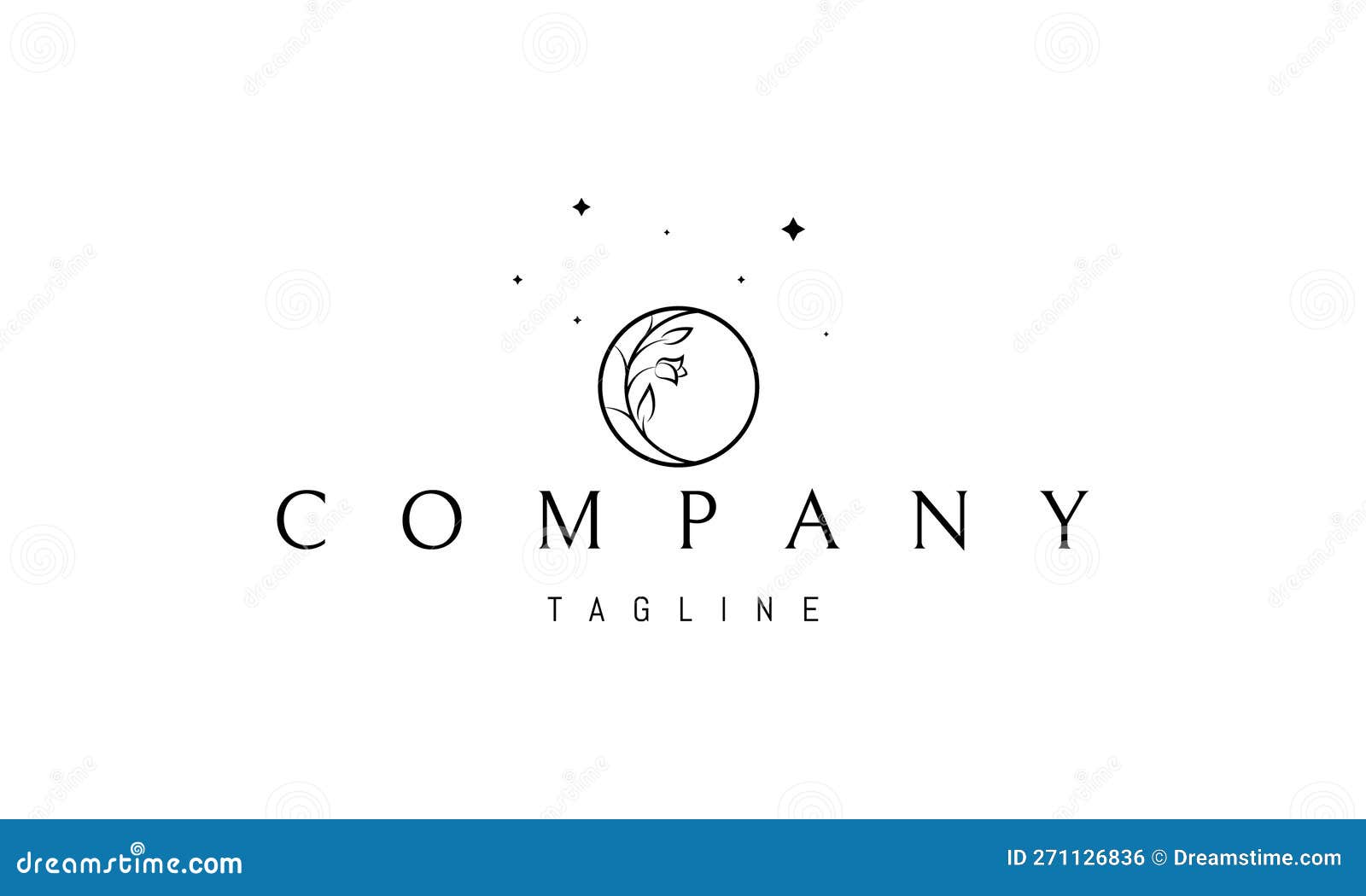 Vector Logo on Which an Abstract Image of the Moon with a Rose Inside ...