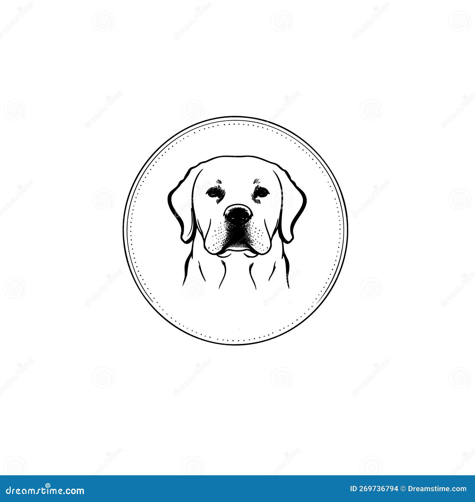 Dog Head, Labrador Retriever Breed, Black And White Illustration ...
