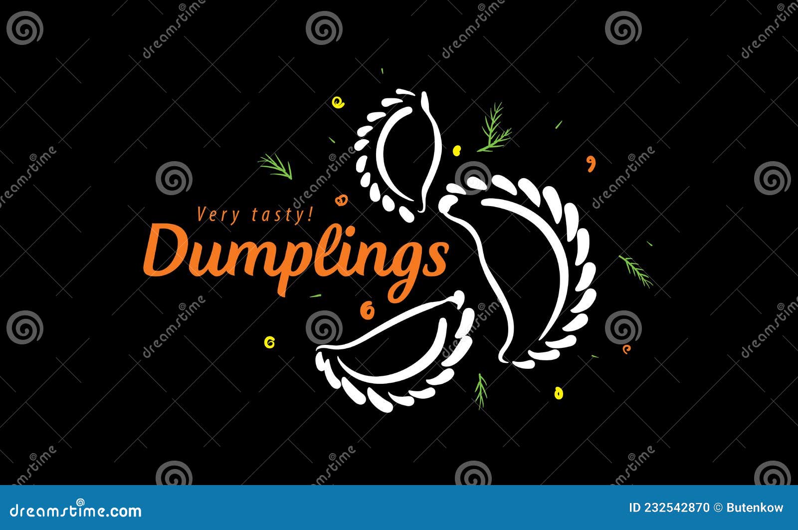 Logo With Dumplings Cartoon Vector | CartoonDealer.com #38784851