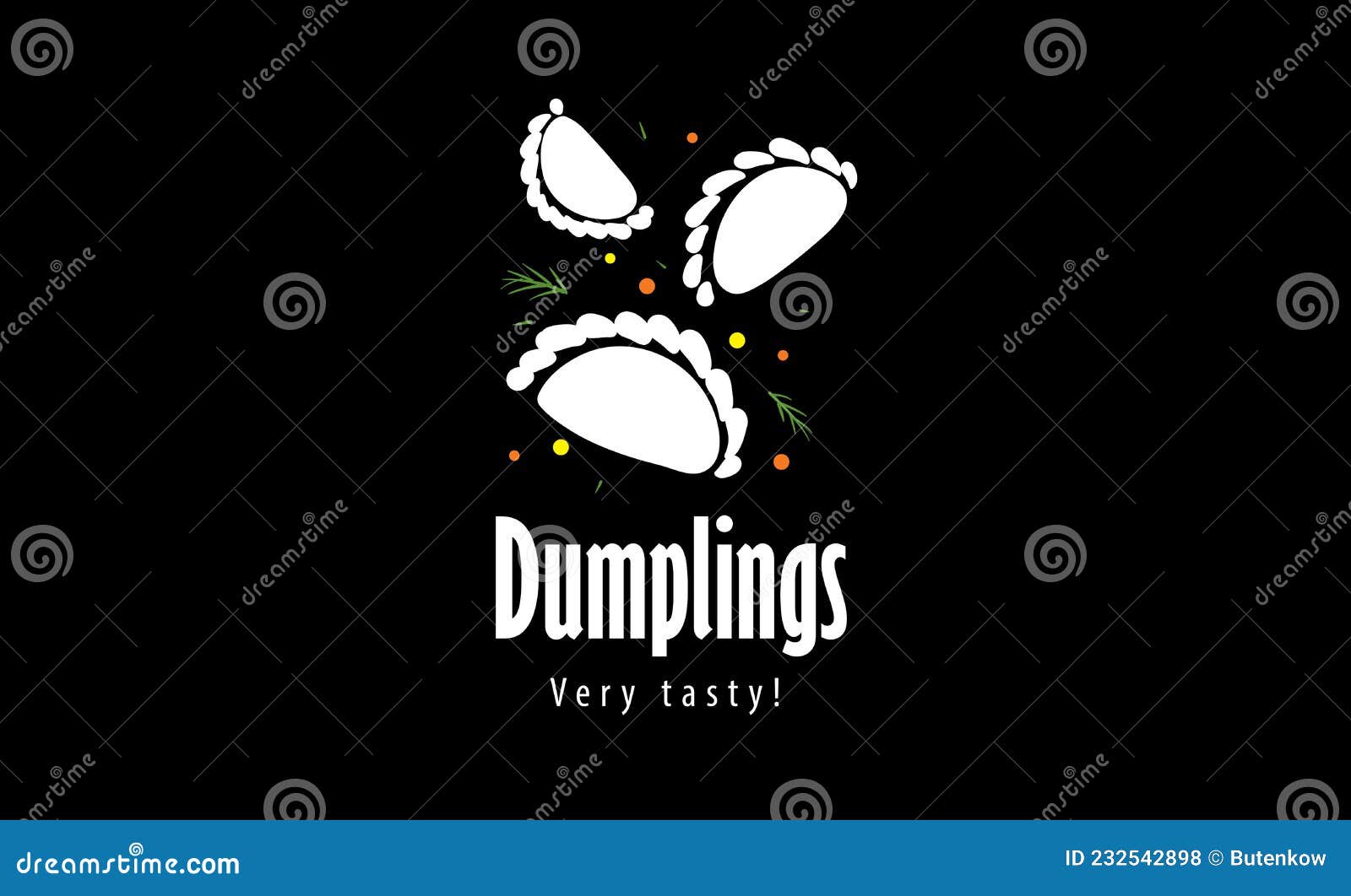Vector Logo with Drawn Dumplings on a Black Background Stock Vector ...
