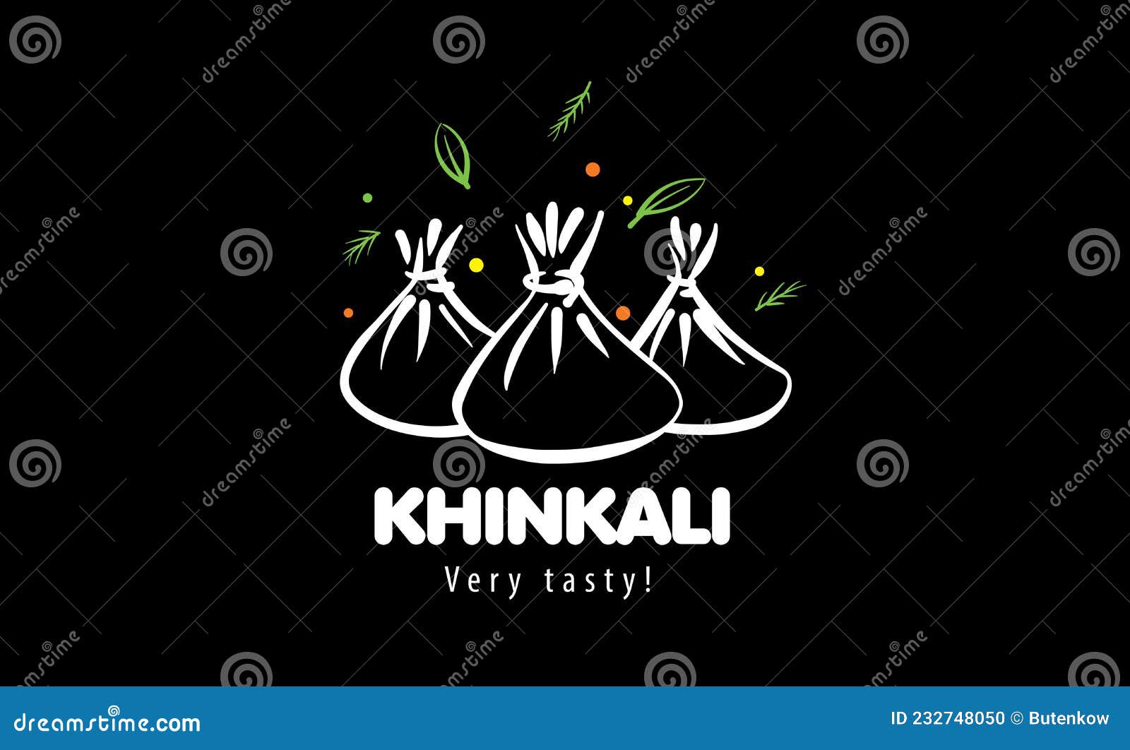 Vector Logo with Drawn Dumplings on a Black Background Stock Vector ...