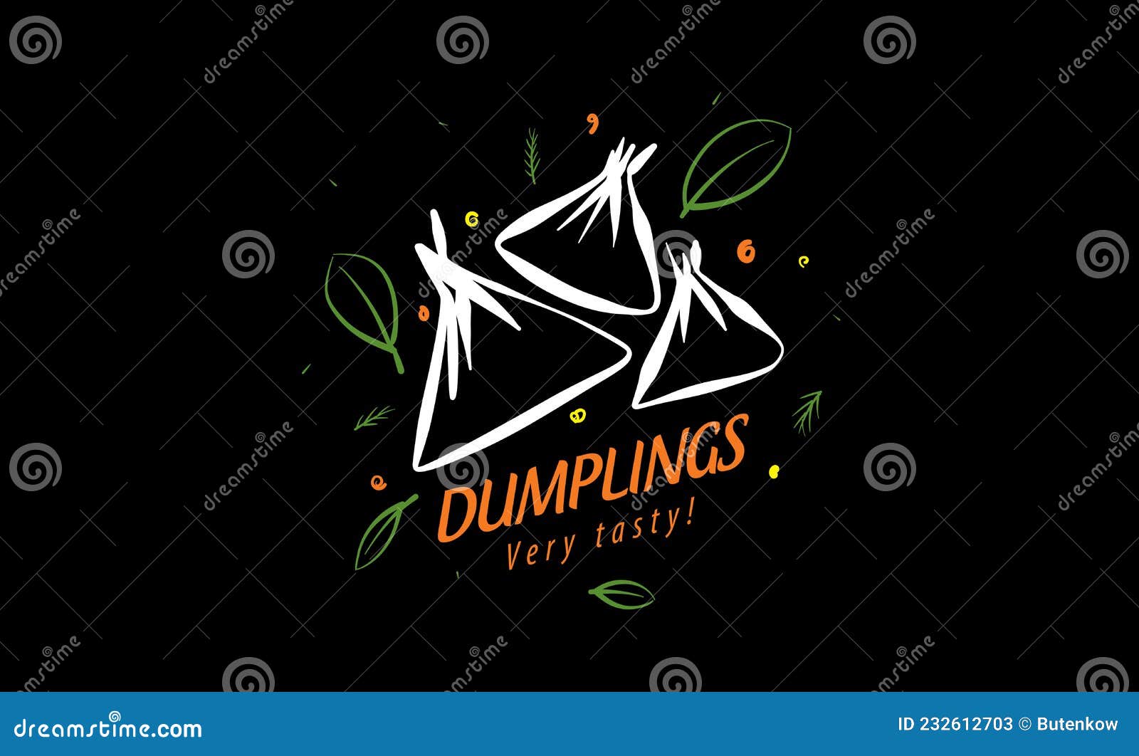 Logo With Dumplings Cartoon Vector | CartoonDealer.com #38784851