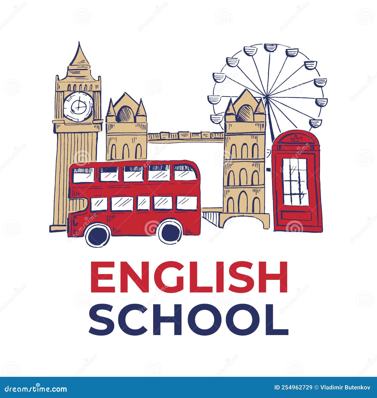 Vector Logo of the English Language School Stock Vector - Illustration ...