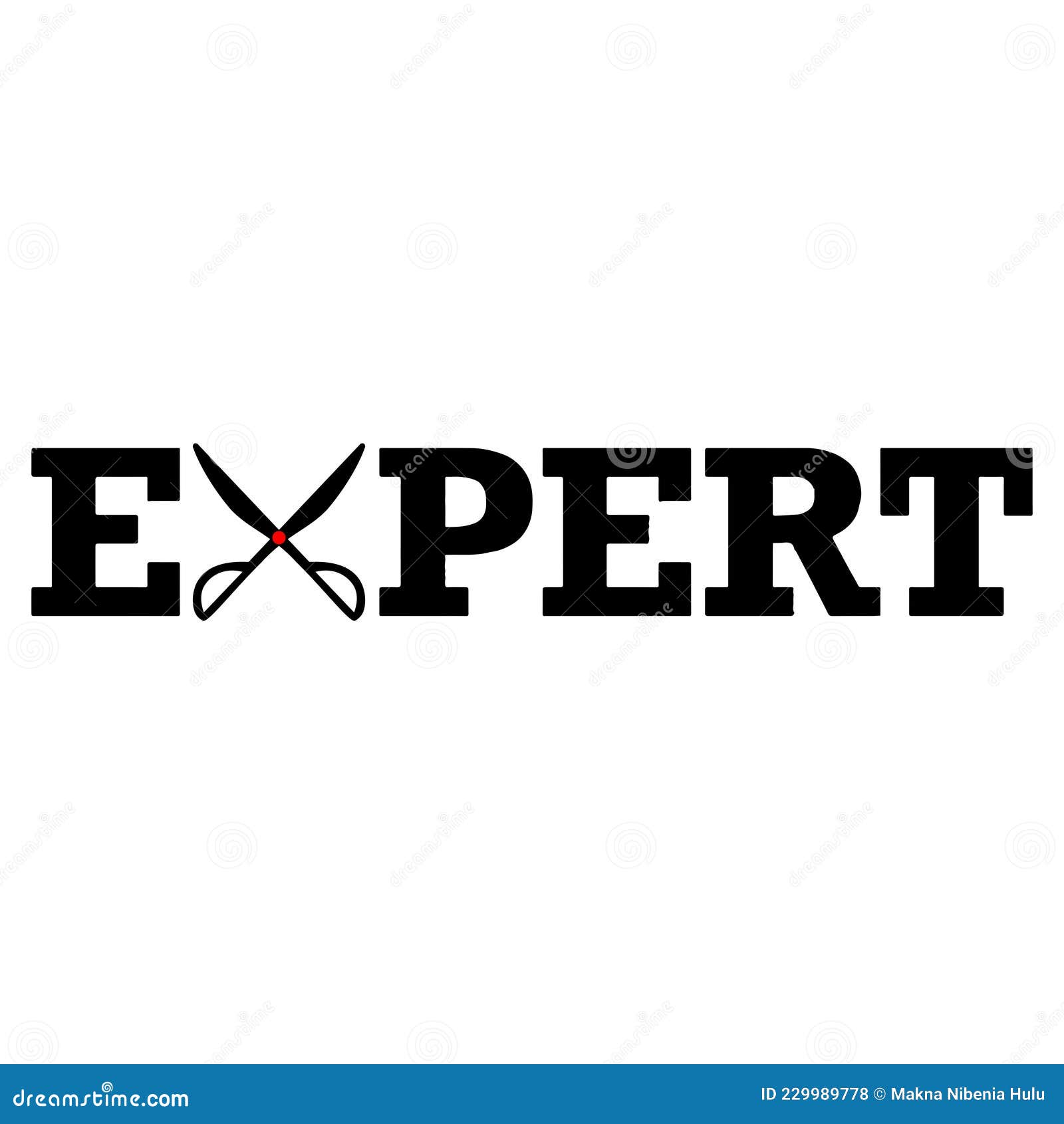 Vector Logo of Expert with Scissors Stock Vector - Illustration of text ...