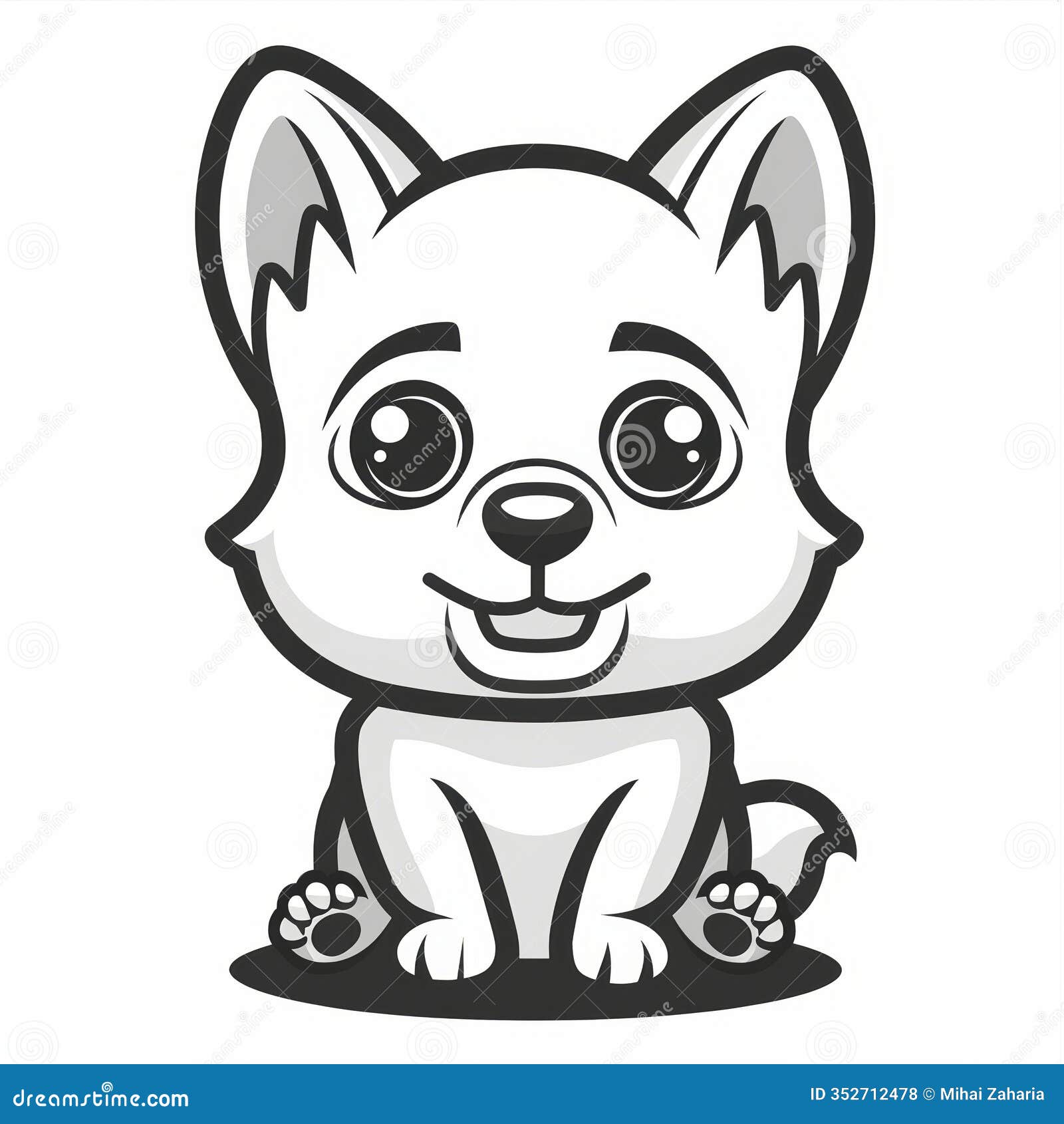 Cute Dingo Vector Logo with Friendly Expression and Playful Outline ...