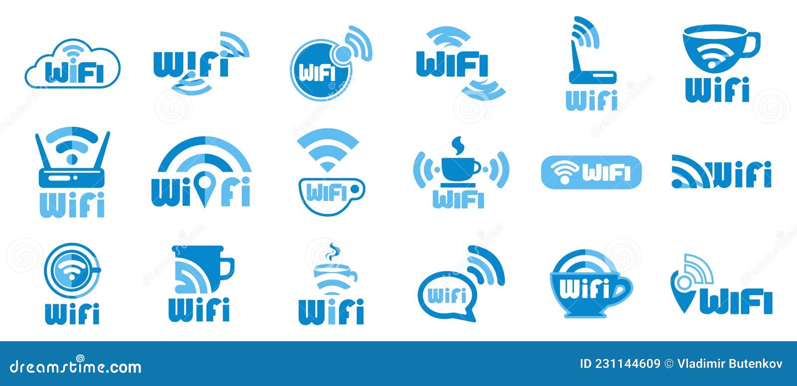 Vector Logo of Free Wi-Fi, Service and Settings Stock Vector ...