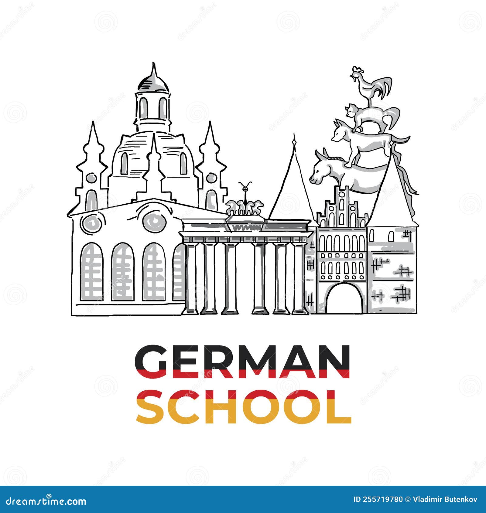 Vector Logo of the German Language School Stock Vector - Illustration ...