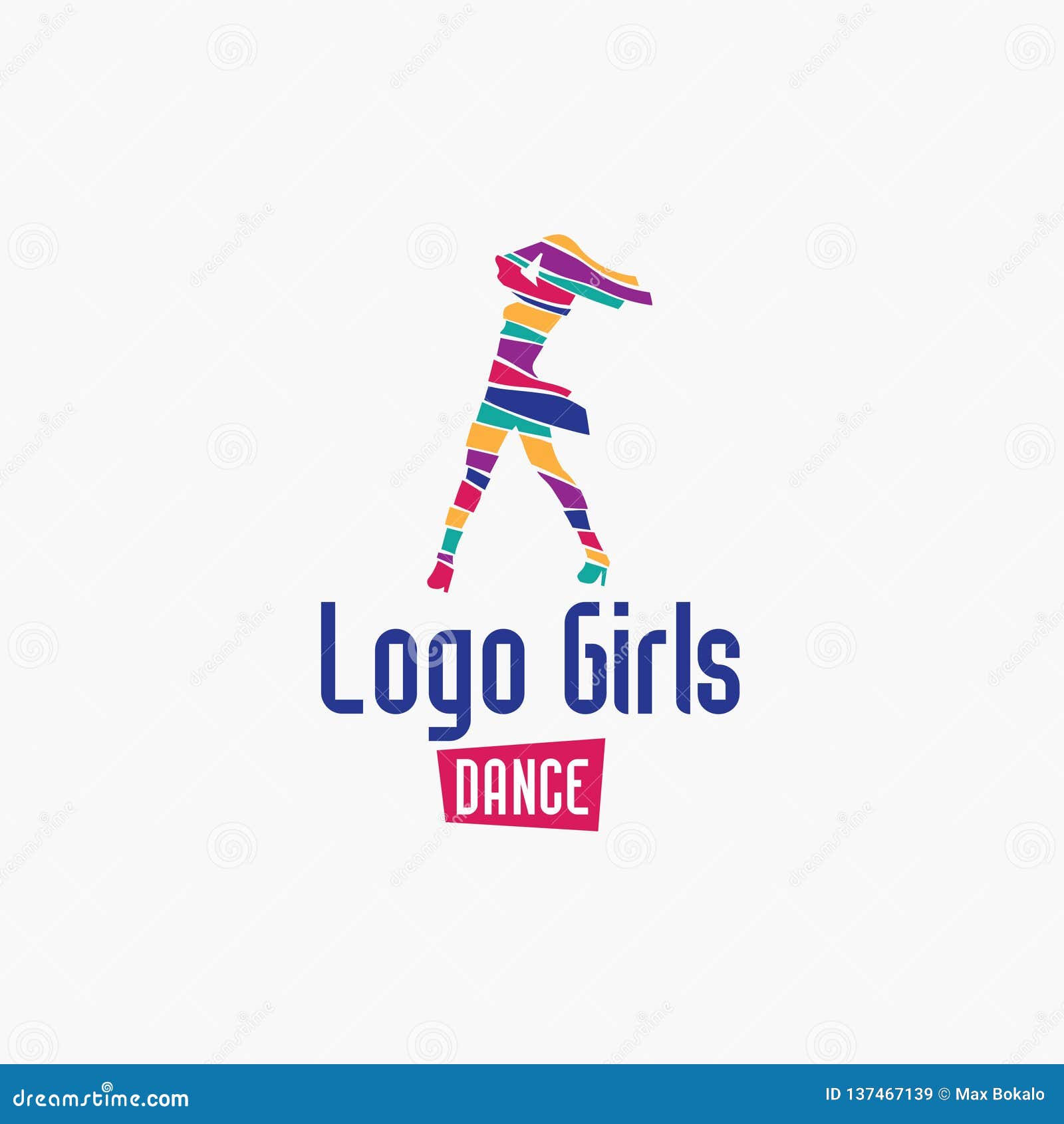 Vector Logo Girls Dance. Colored Ribbons Stock Illustration ...