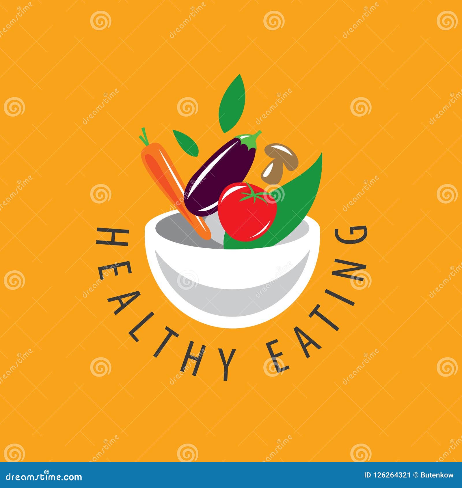 Vector logo healthy eating stock vector. Illustration of emblem - 126264321