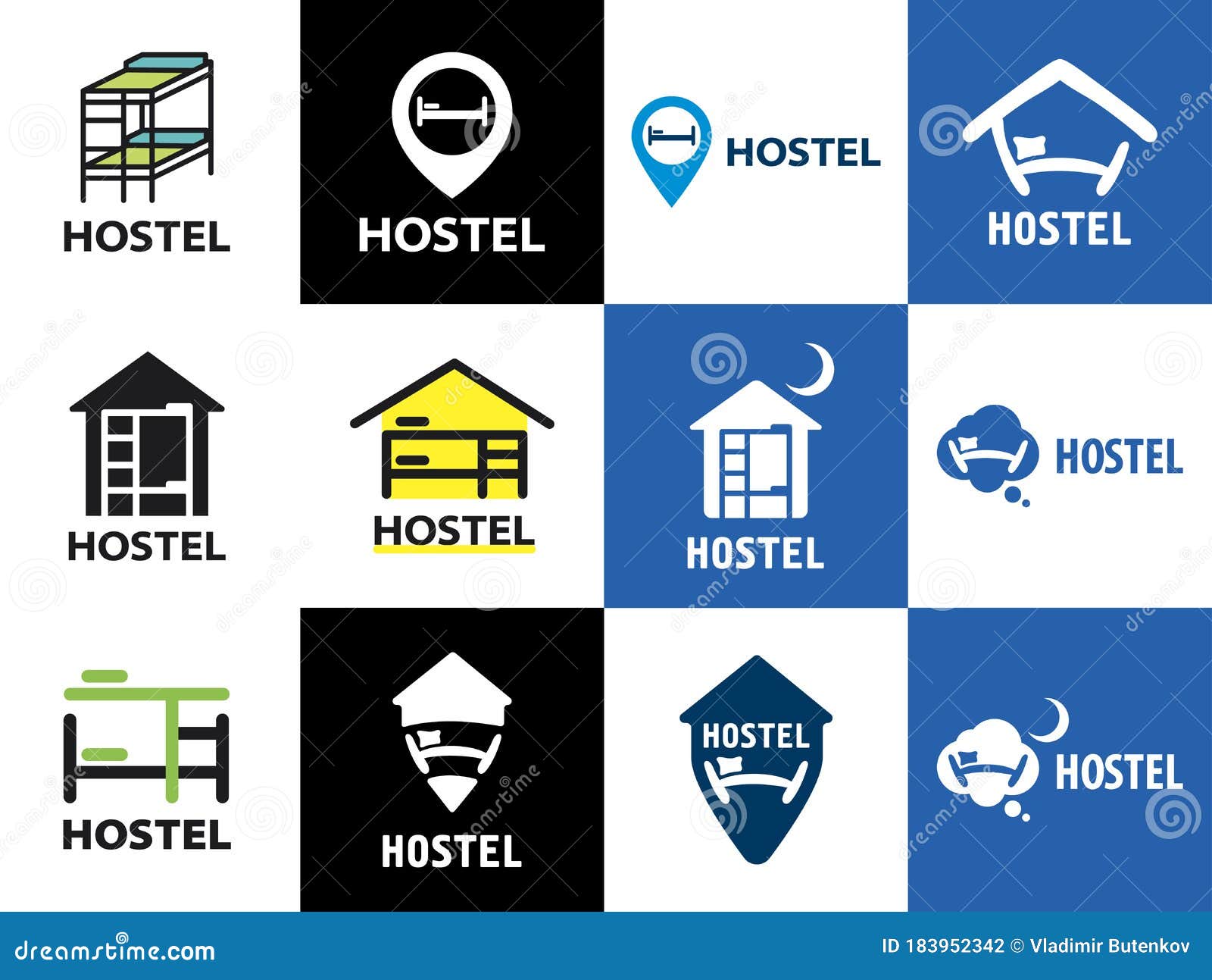Vector Logo of the Hostel and Hotel Stock Illustration - Illustration ...