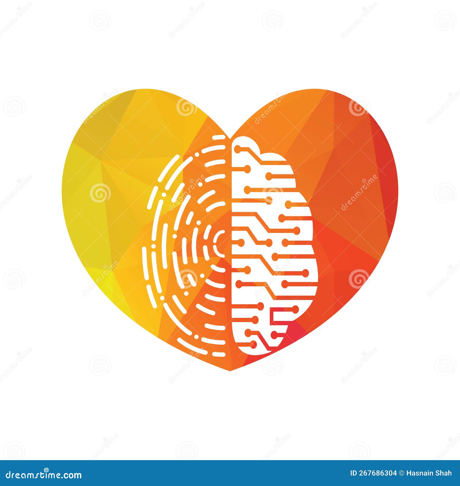 Vector Logo Icon with Brain and Fingerprint. Stock Vector ...