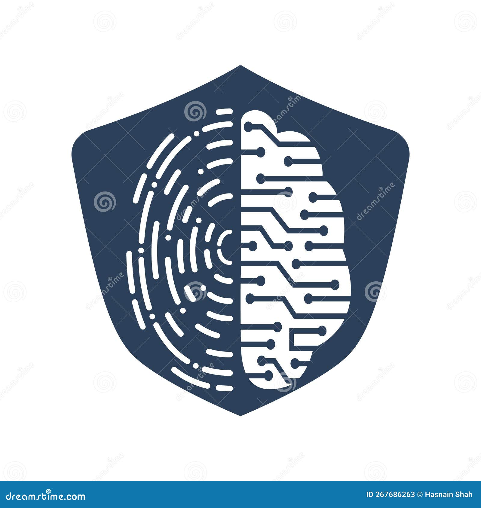 Vector Logo Icon with Brain and Fingerprint. Stock Vector ...