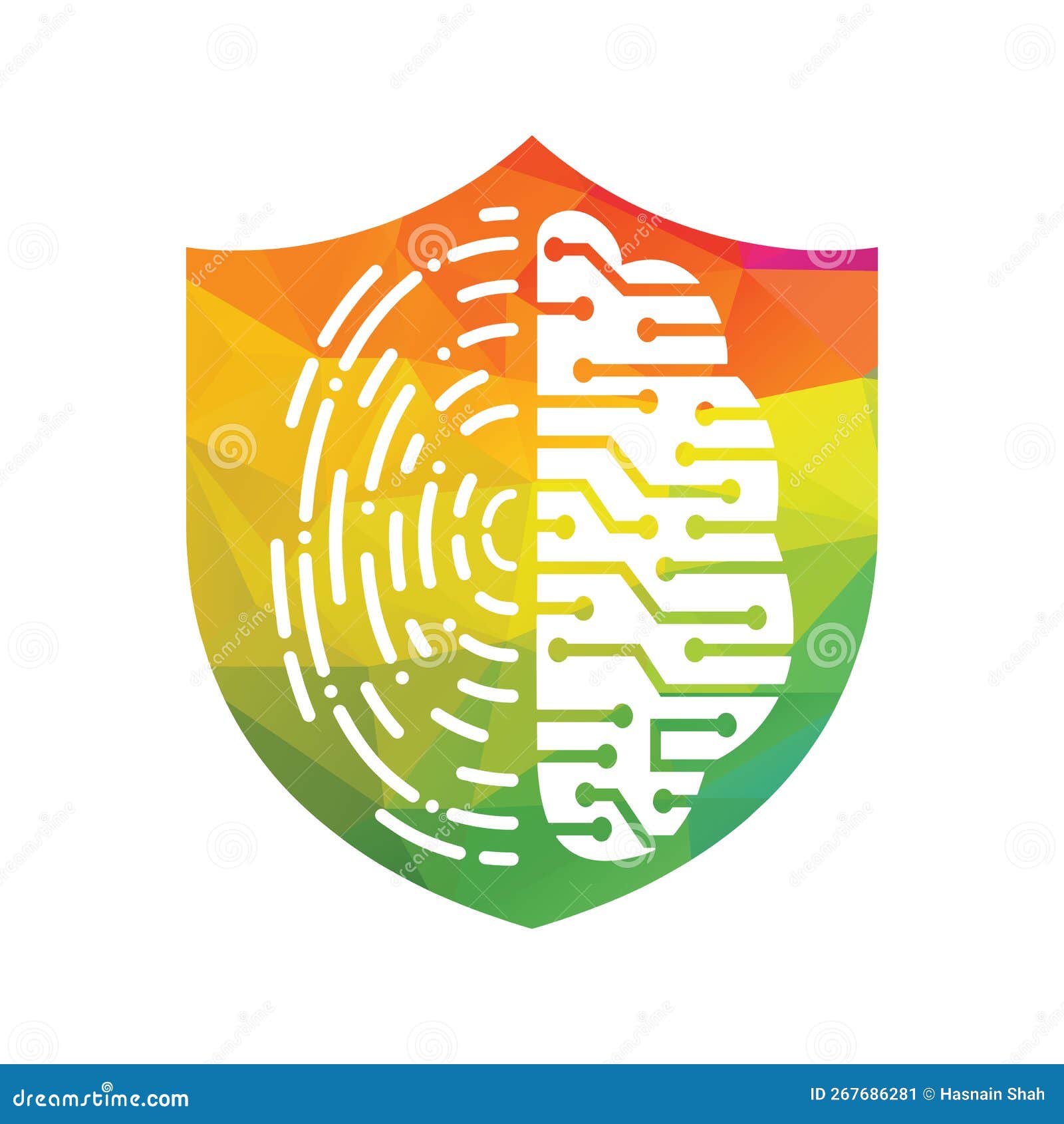 Vector Logo Icon with Brain and Fingerprint. Stock Vector ...