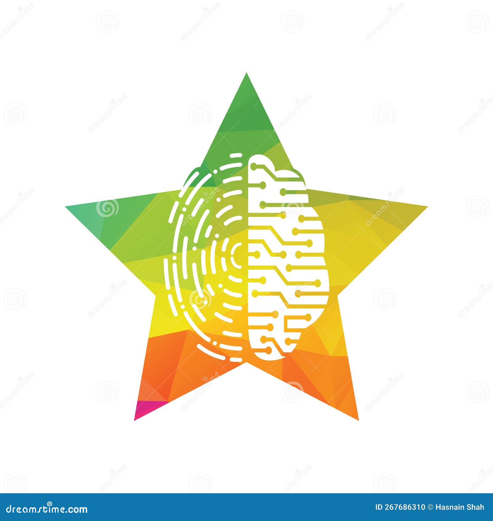Vector Logo Icon with Brain and Fingerprint. Stock Vector ...