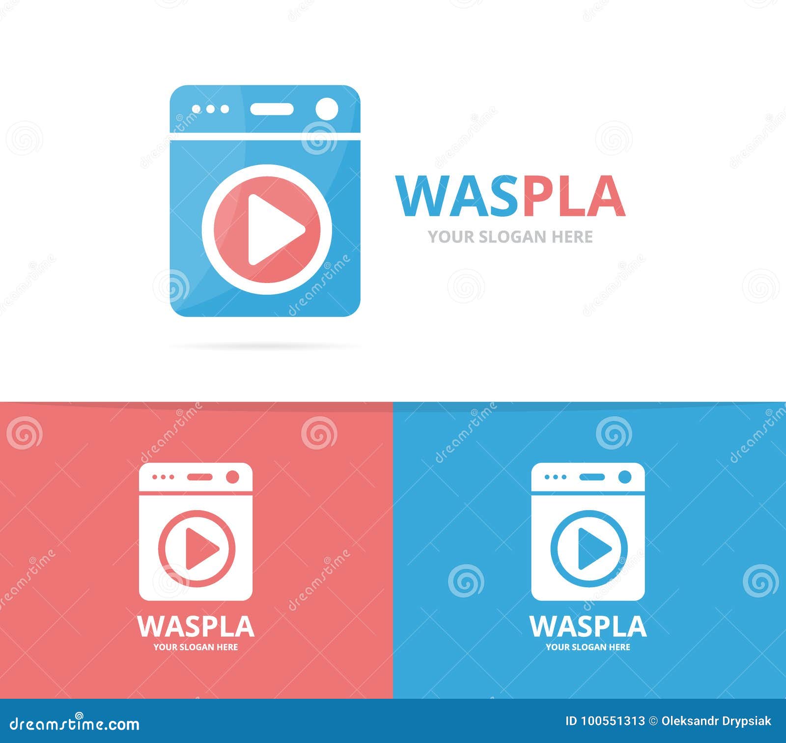 Vector of Laundry and Button Play Logo Combination. Washing Machine and ...