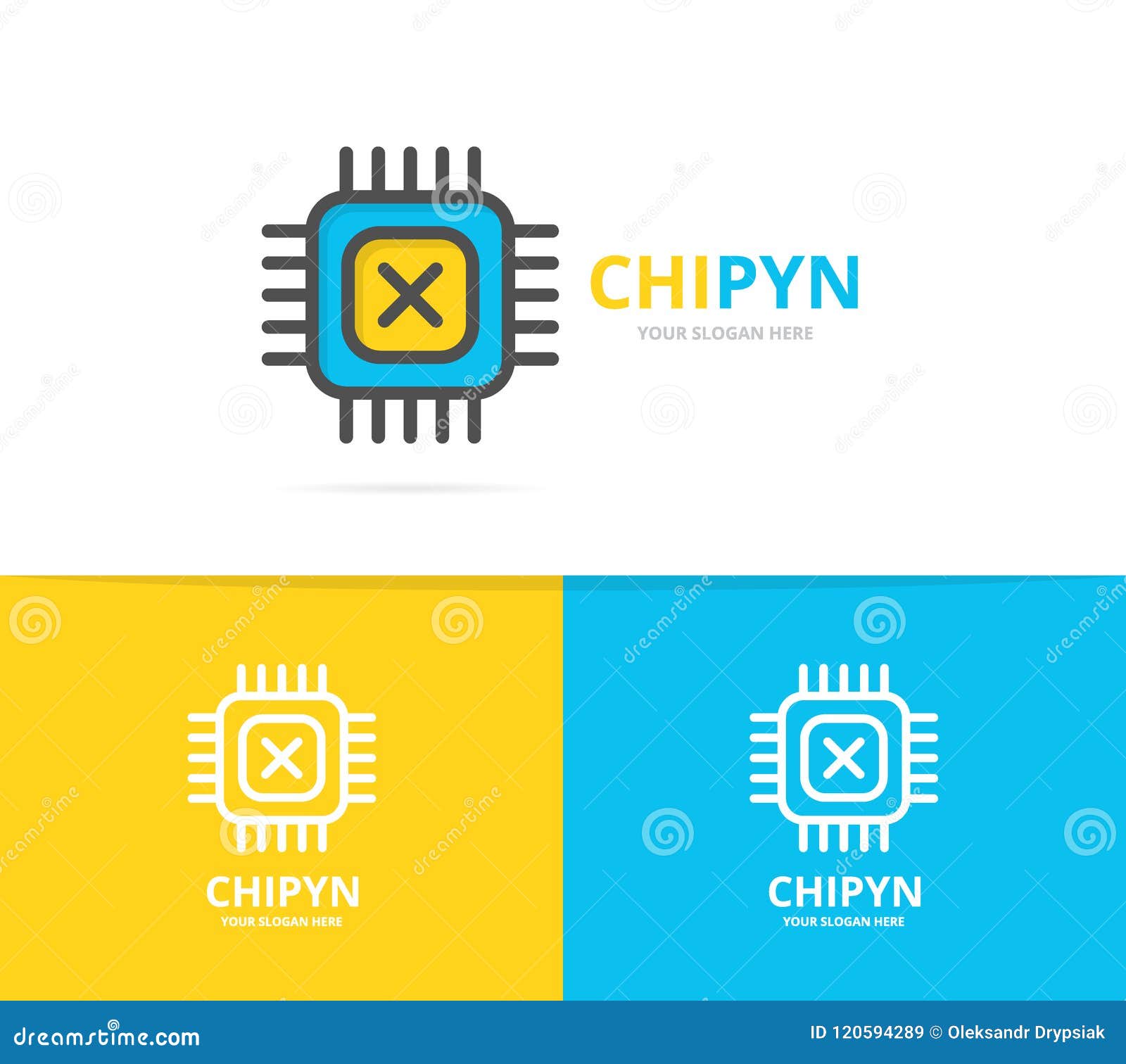 Simple Computer Micro Chip and Processor Logo Design Template. Symbol ...