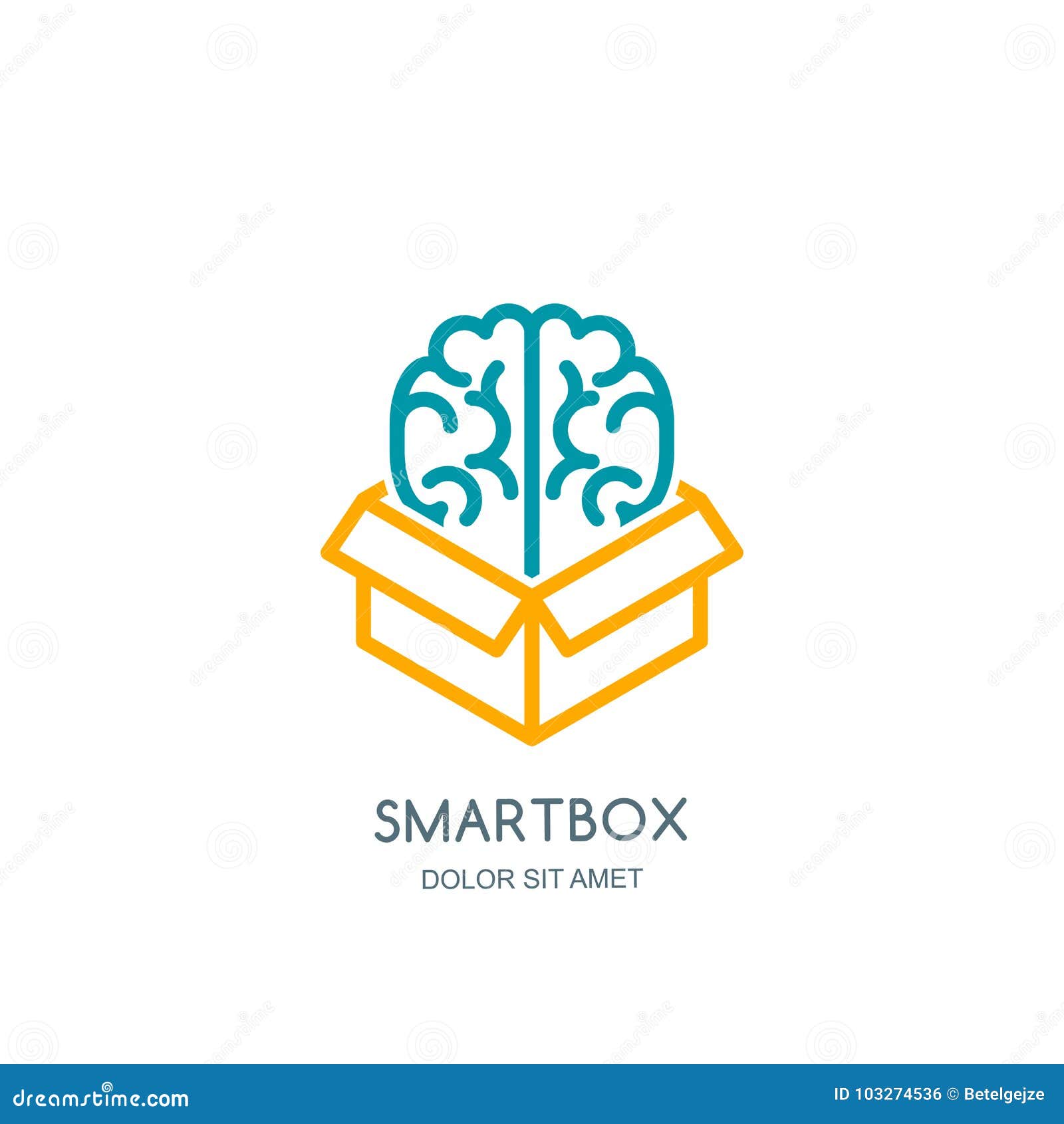 Vector Logo Icon, Emblem with Brain in Box. Stock Vector - Illustration ...