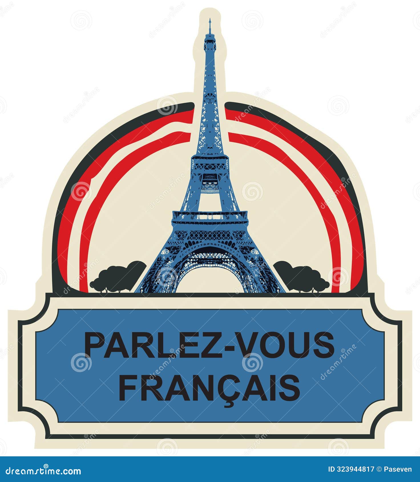 Logo or Icon on the Topic of Learning French Stock Vector ...