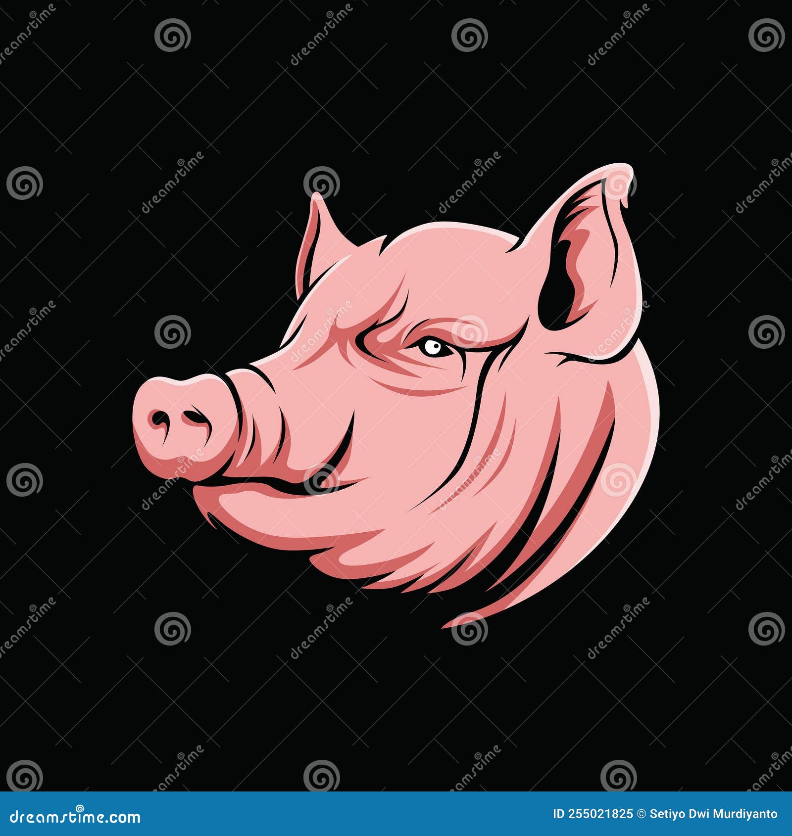 Vector Logo Illustration Pig Head Stock Illustration - Illustration of ...