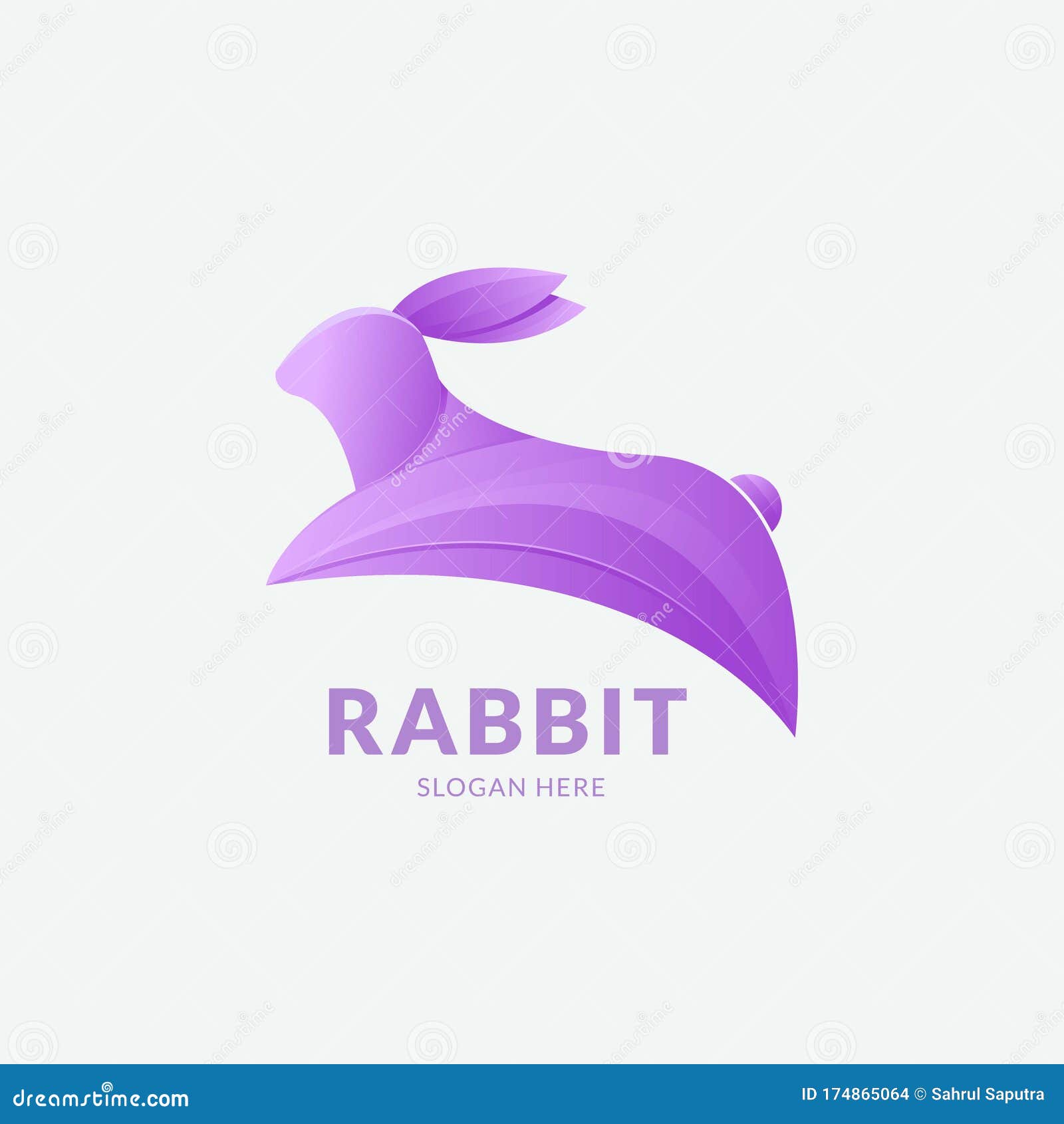 Vector Logo Illustration Rabbit Jump Colorful Purple Style Stock Vector ...