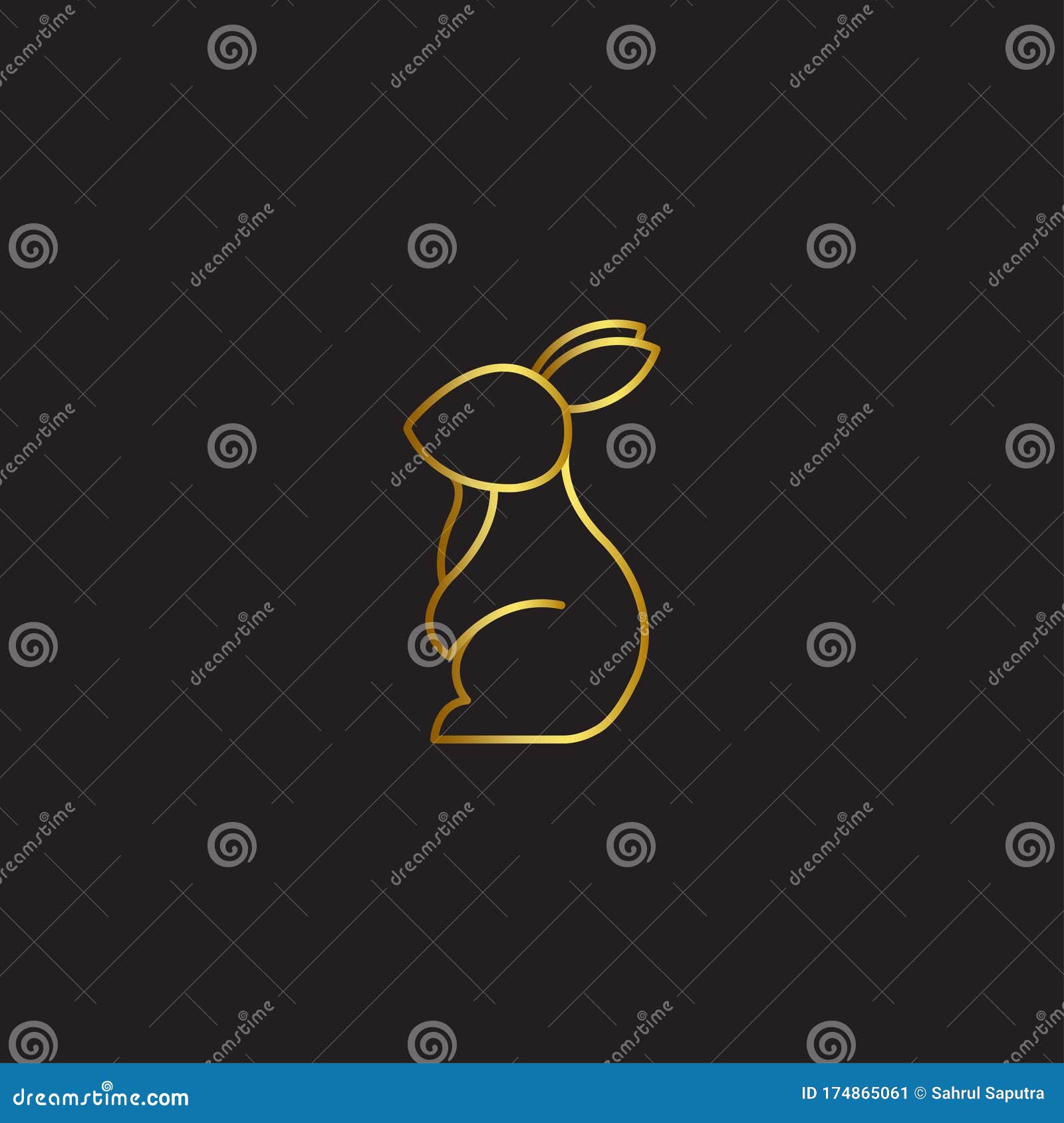 Vector Logo Illustration Rabbit Standing Golden Color Style Stock ...