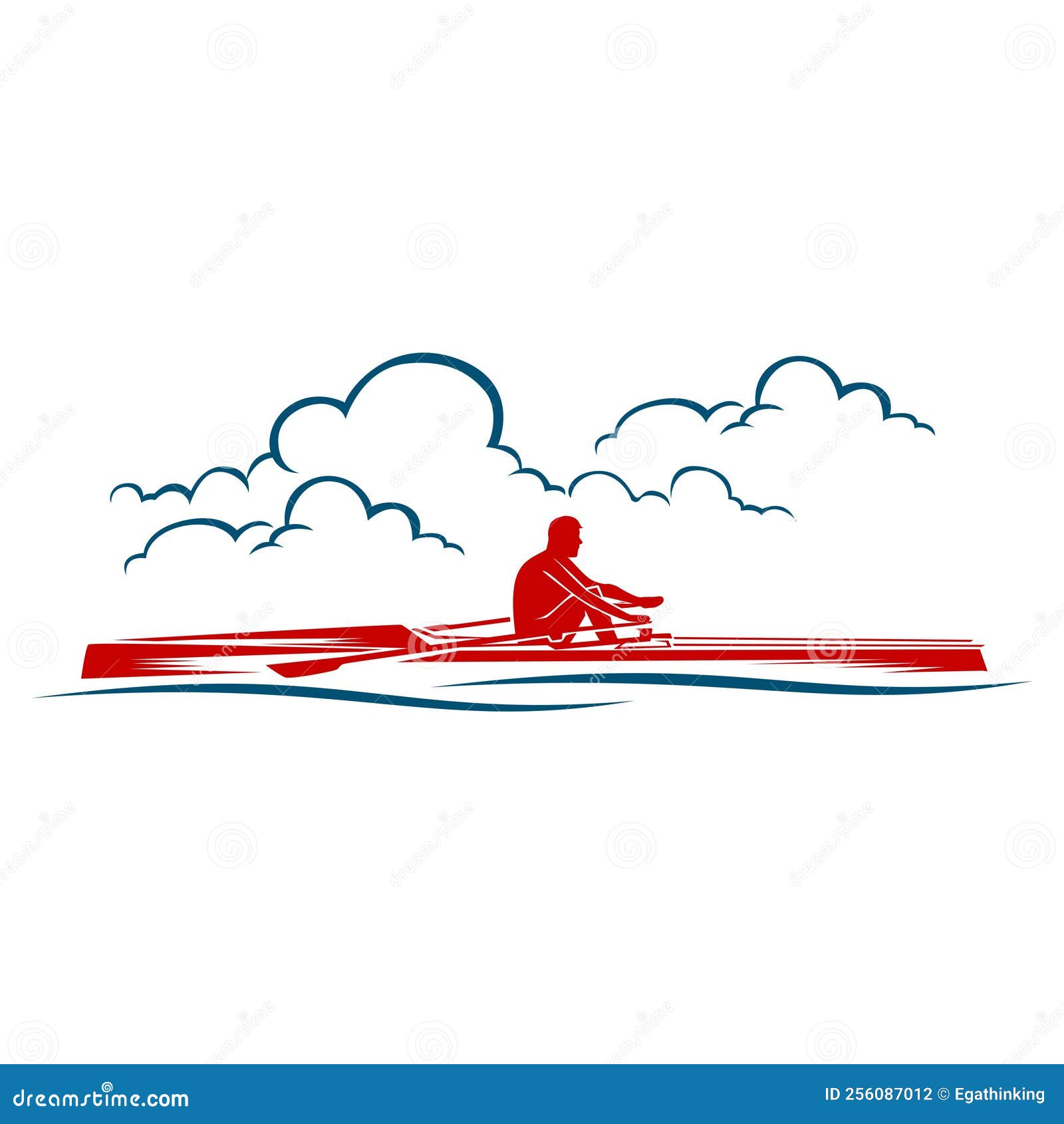 Vector Logo Illustration of a Red Rower on the Blue River Stock ...