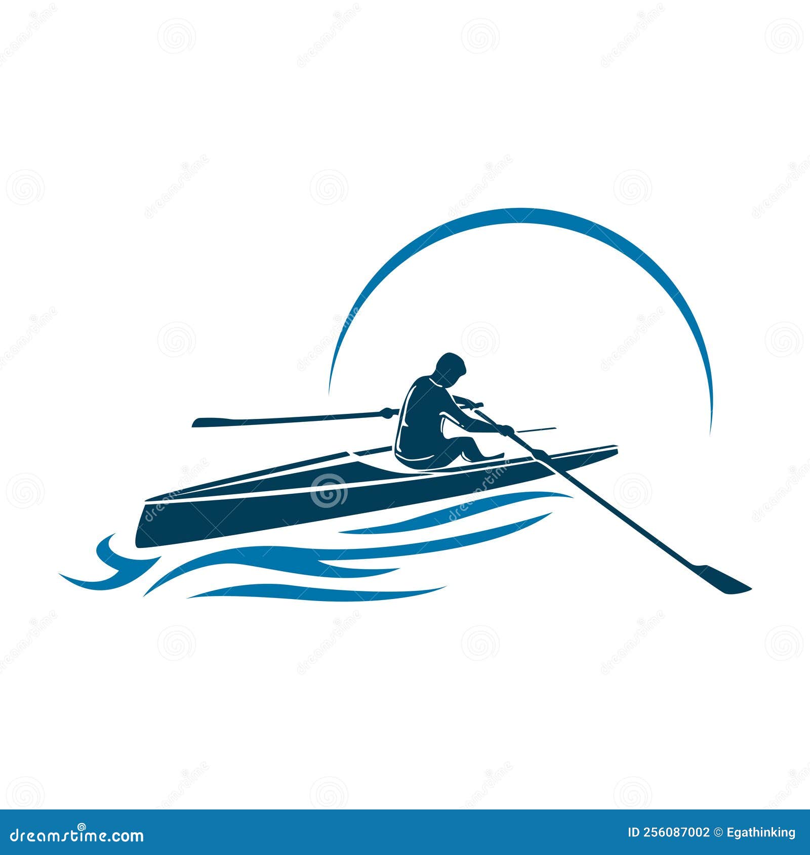 Vector Logo Illustration of a Rower on the Blue River Stock ...