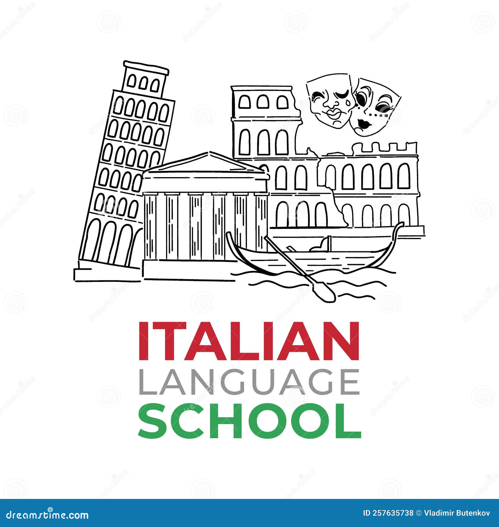 Vector Logo of the Italian Language School Stock Vector - Illustration ...