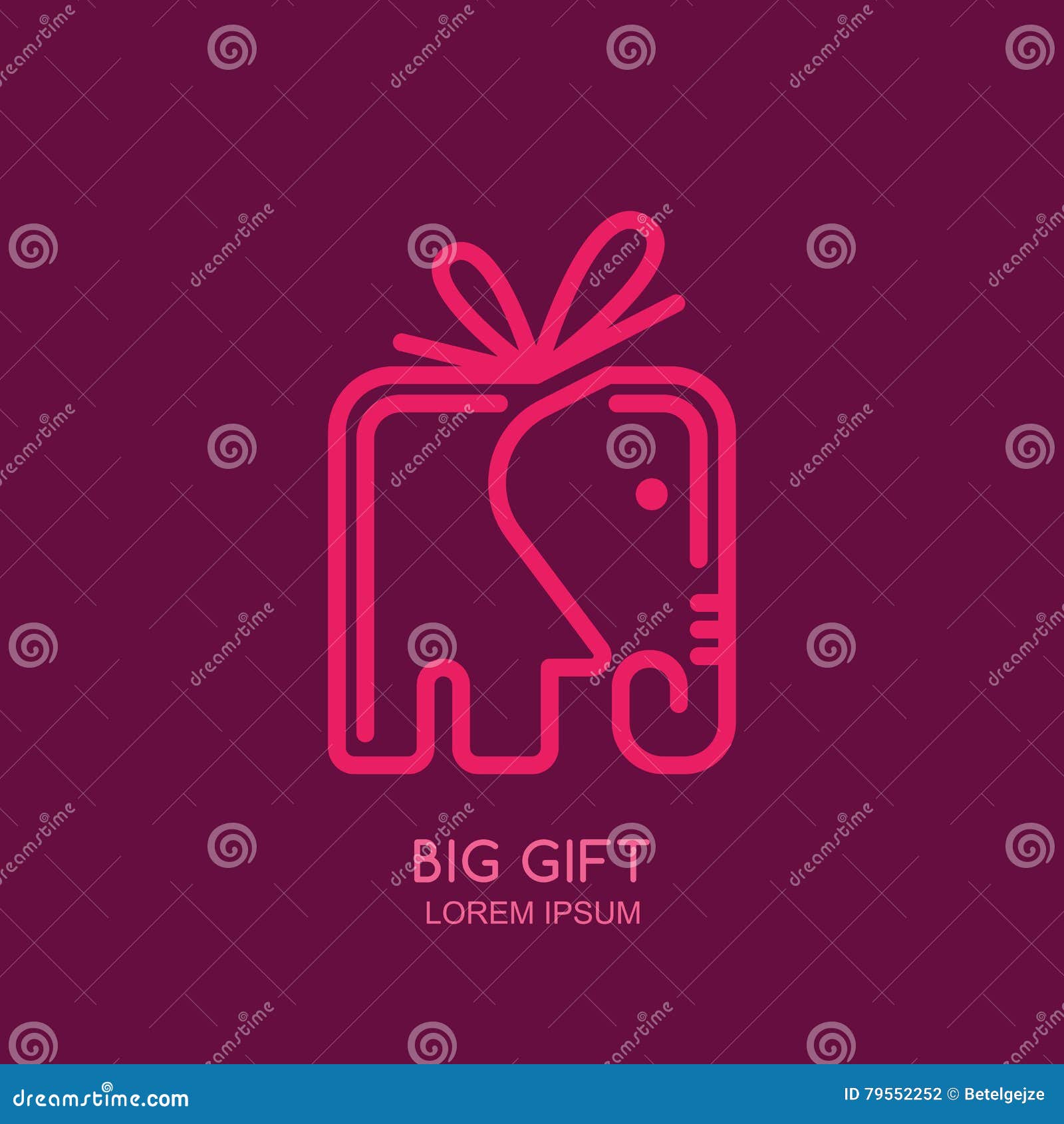 Vector Logo, Label Or Emblem Design Template With Linear Style Elephant ...