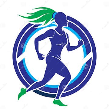 A Vector Logo Lady Running Silhouette Vector in a Circle Logo Stock ...