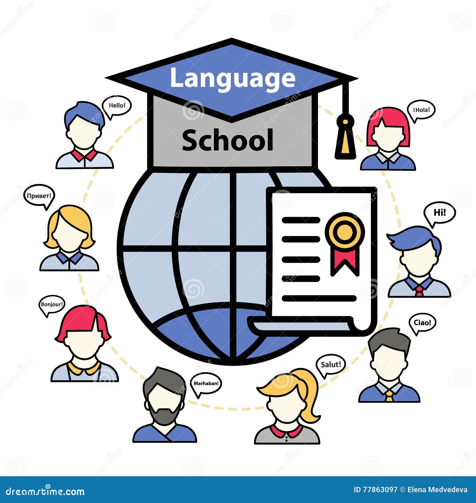 Vector Logo of a Language School Abroad. Stock Vector - Illustration of ...