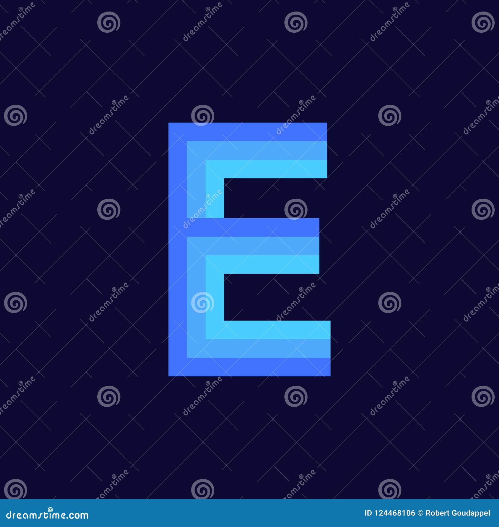 Vector Logo Letter E Blue Glowing Stock Vector - Illustration of ...