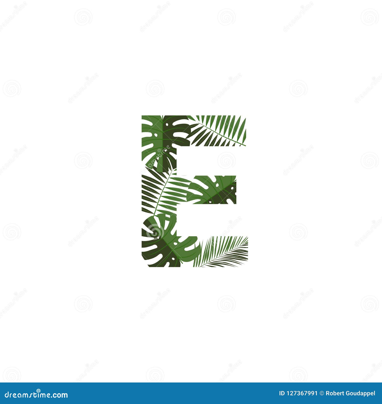 Vector Logo Letter E Tropical Leaves Stock Vector - Illustration of ...