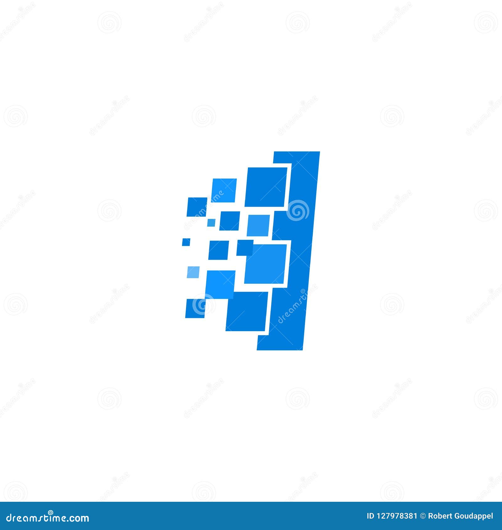Vector Logo Letter I Blue Blocks Cubes Stock Vector - Illustration of ...