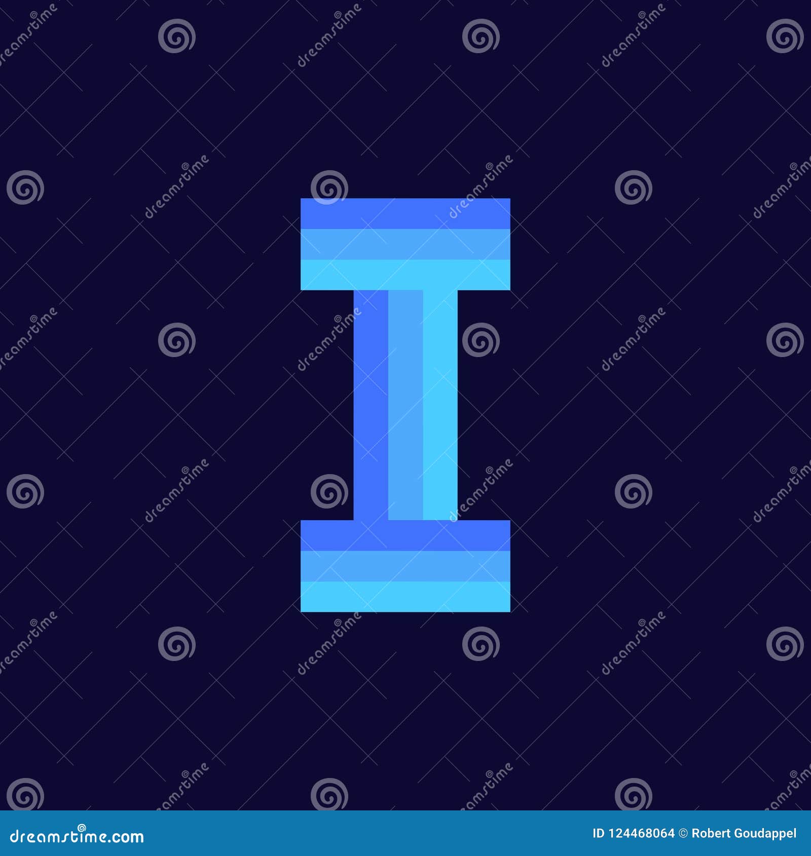 Vector Logo Letter I Blue Glowing Stock Vector - Illustration of shape ...