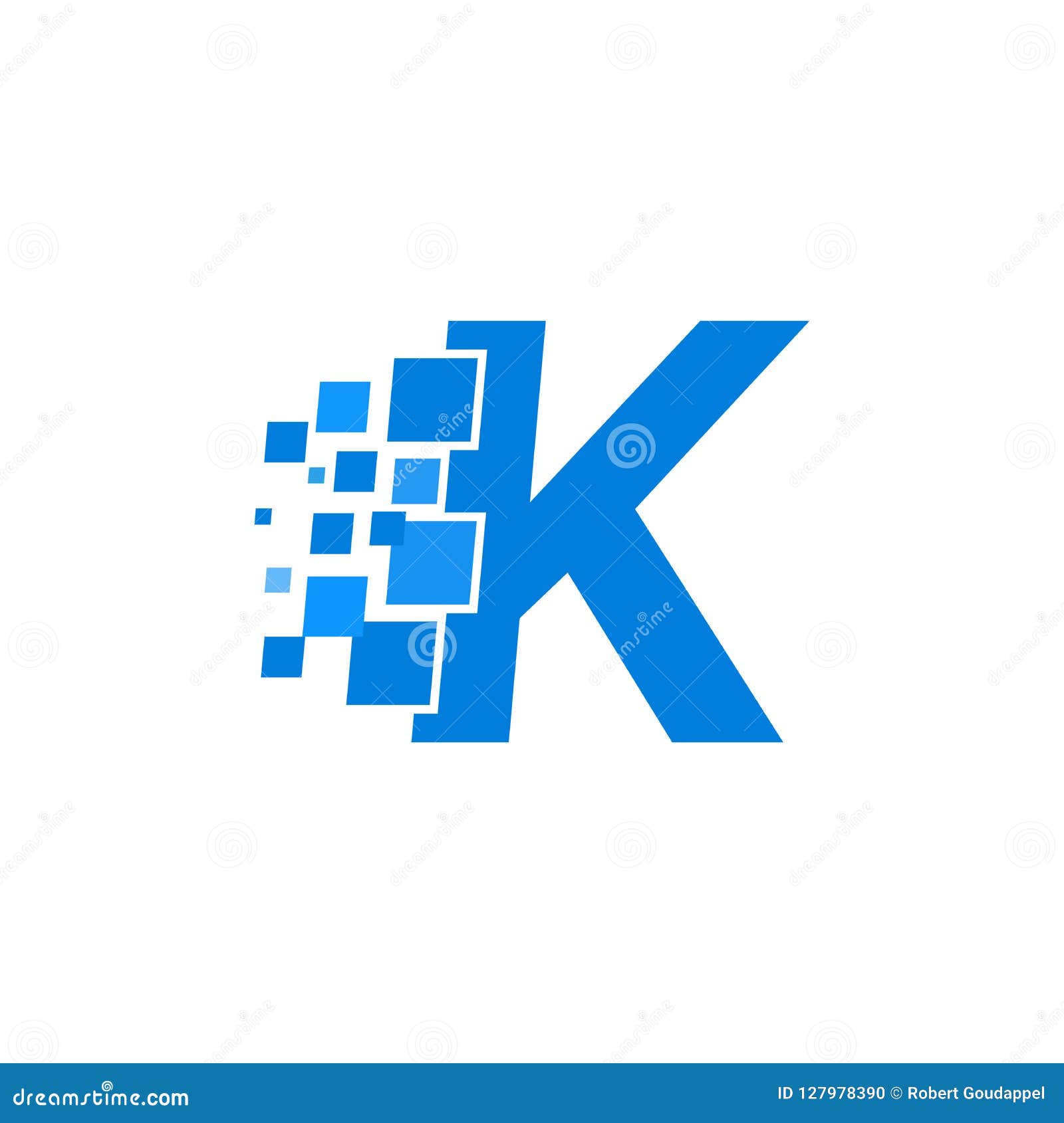 Vector Logo Letter K Blue Blocks Cubes Stock Vector - Illustration of ...