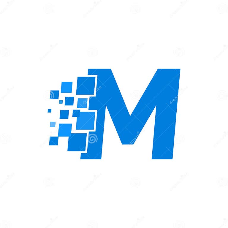 Vector Logo Letter M Blue Blocks Cubes Stock Vector - Illustration of ...