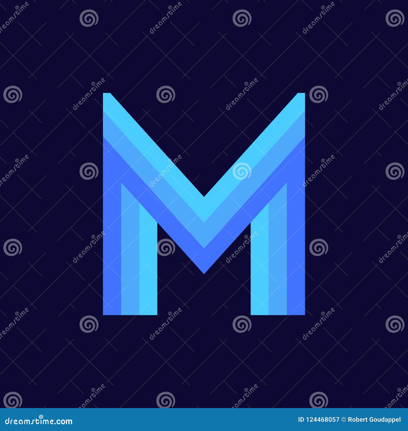 Vector Logo Letter M Blue Glowing Ilustración del Vector - Ilustración ...