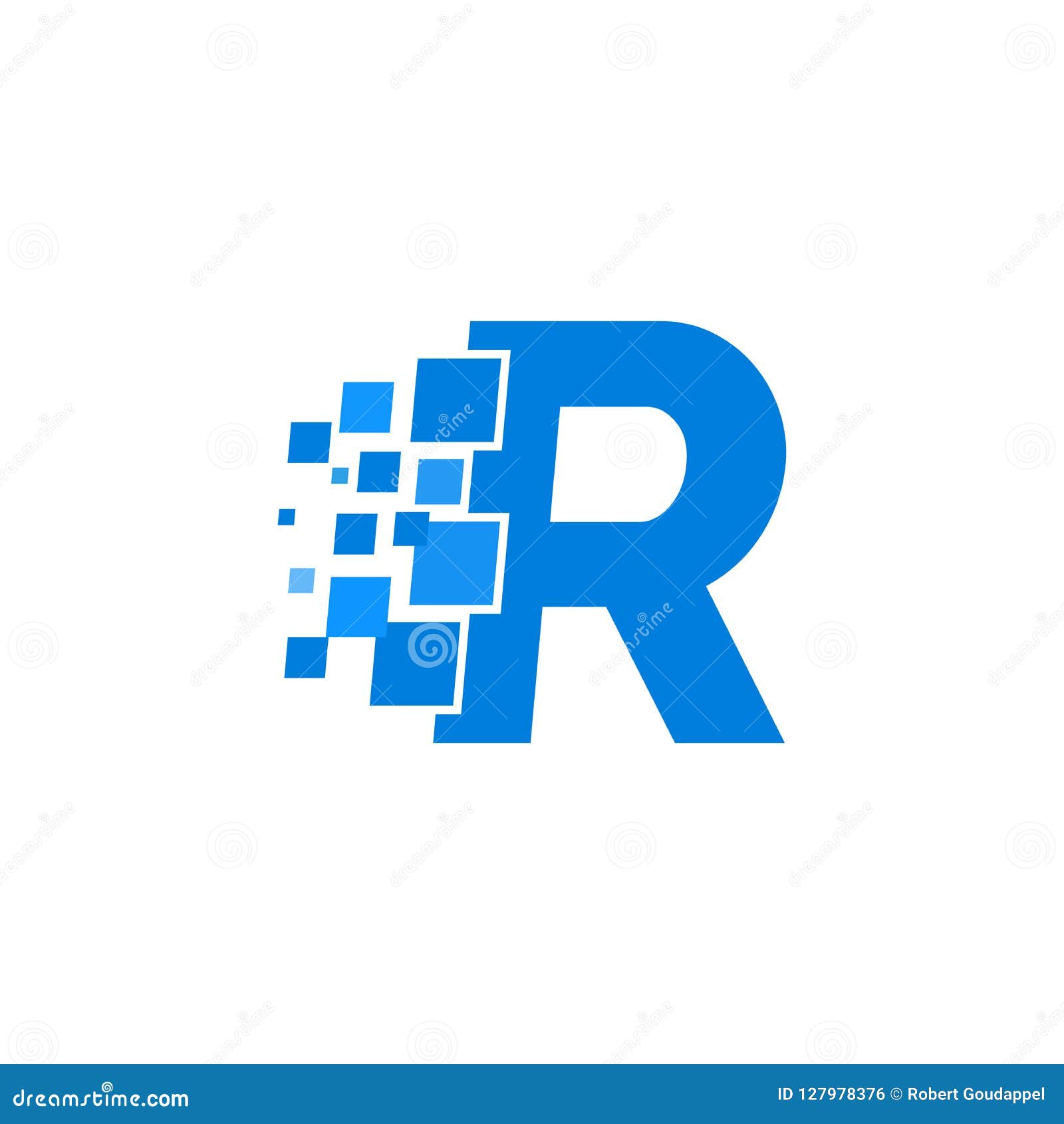Vector Logo Letter R Blue Blocks Cubes Stock Vector - Illustration of ...