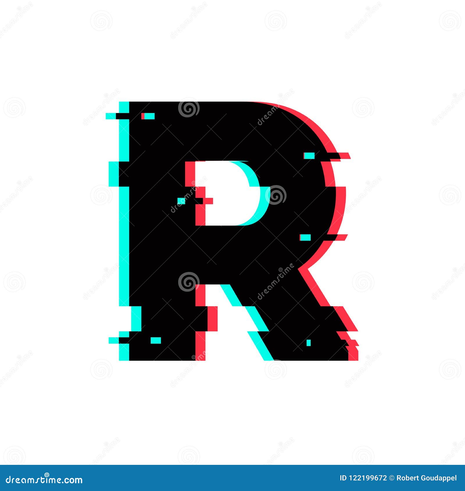 Vector Logo Letter R Glitch Distortion Stock Vector - Illustration of ...