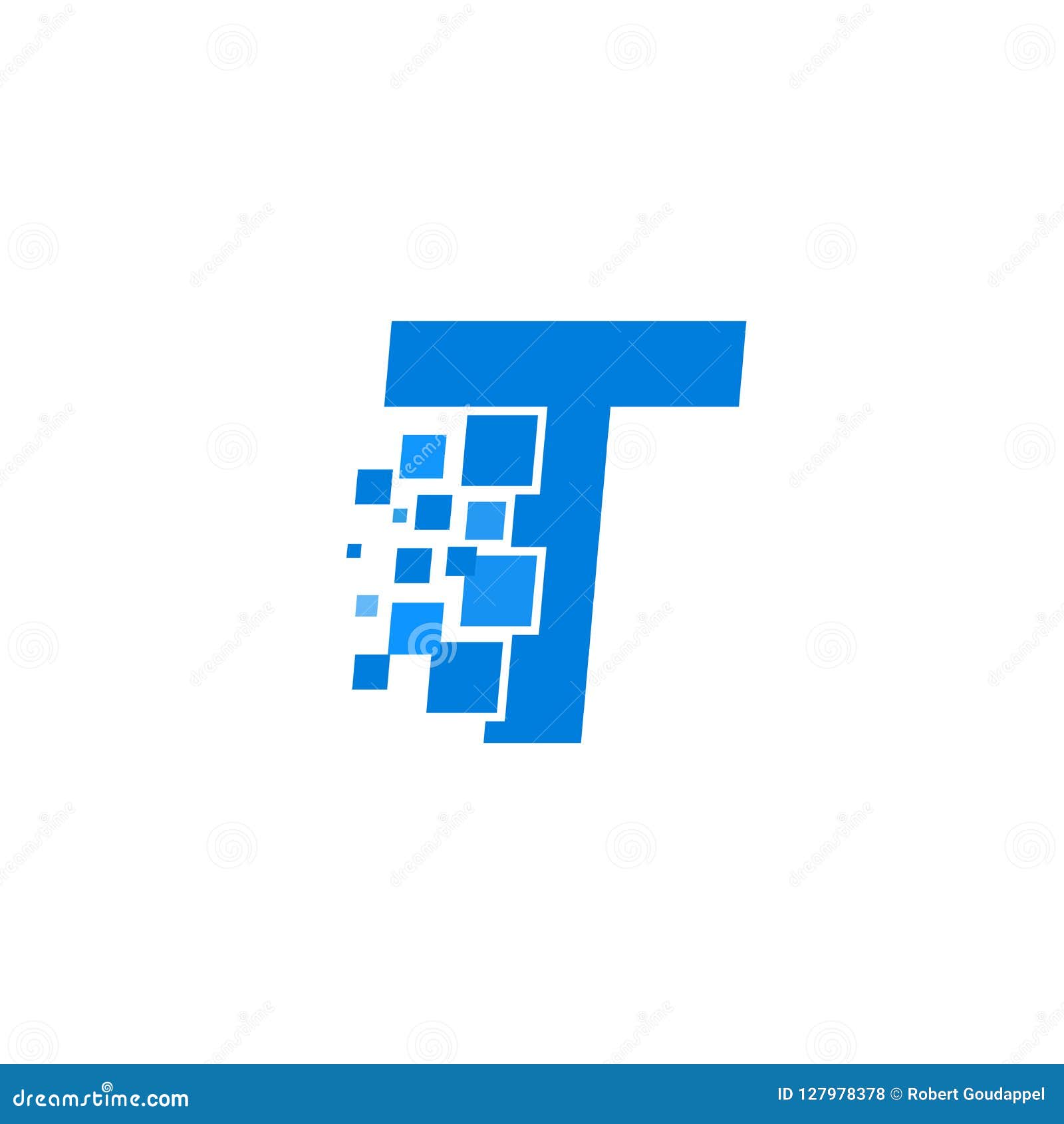 Vector Logo Letter T Blue Blocks Cubes Stock Vector - Illustration of ...