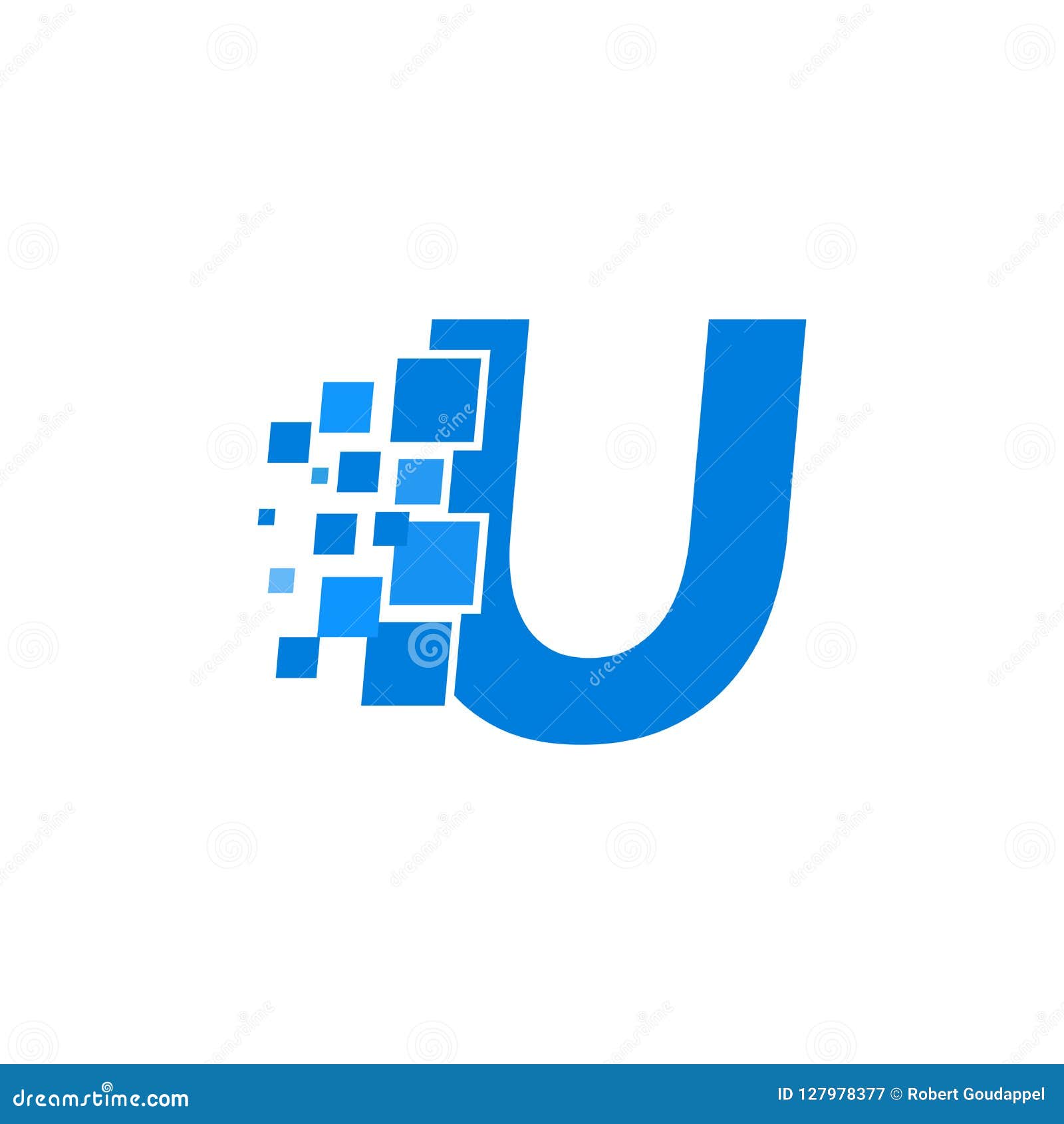 Vector Logo Letter U Blue Blocks Cubes Stock Vector - Illustration of ...