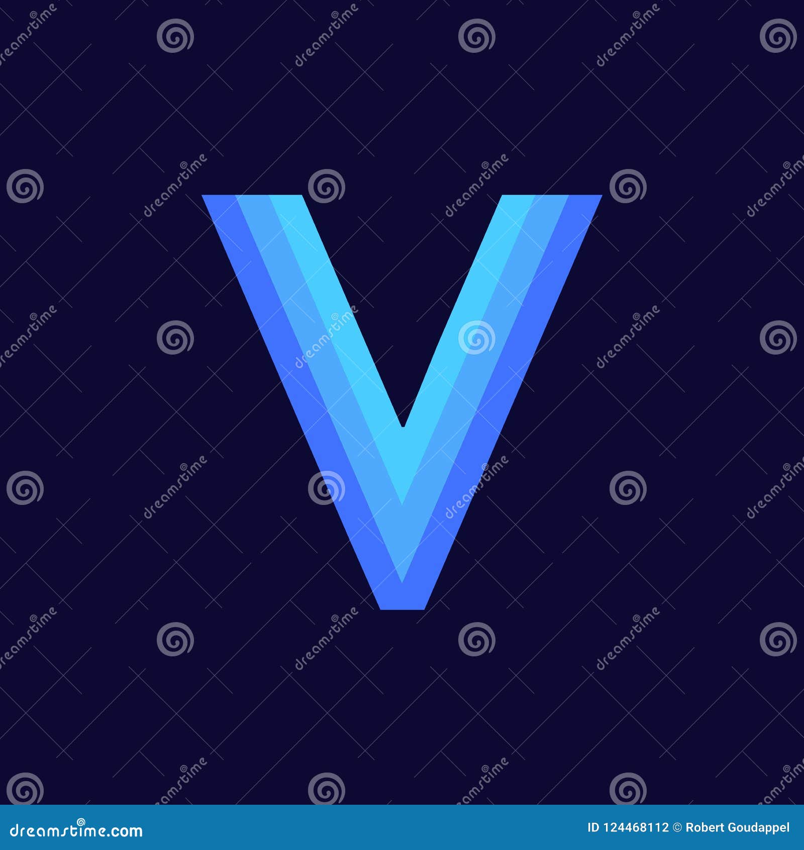 Vector Logo Letter V Blue Glowing Stock Vector - Illustration of ...