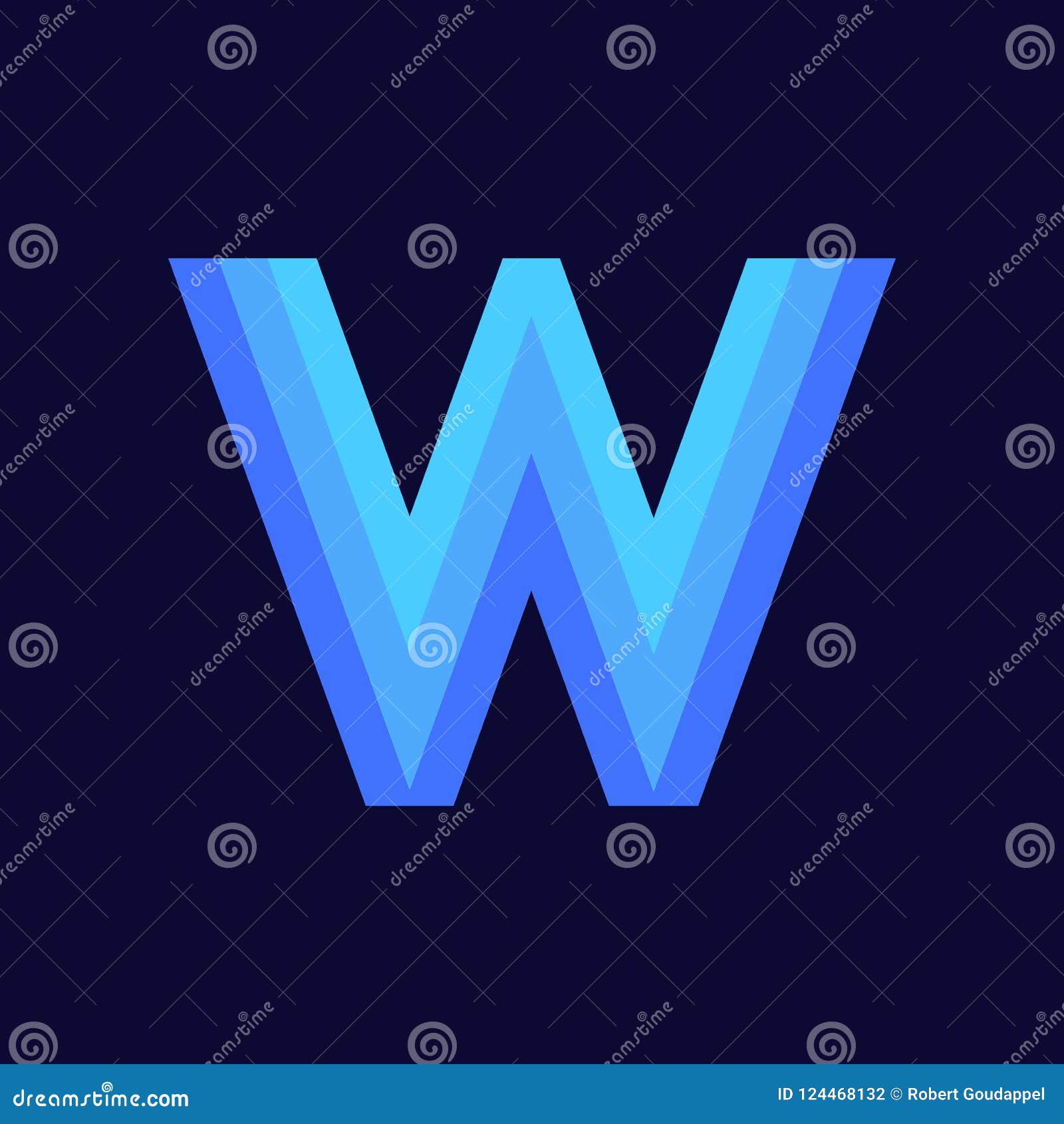 Vector Logo Letter W Blue Glowing Stock Vector - Illustration of ...