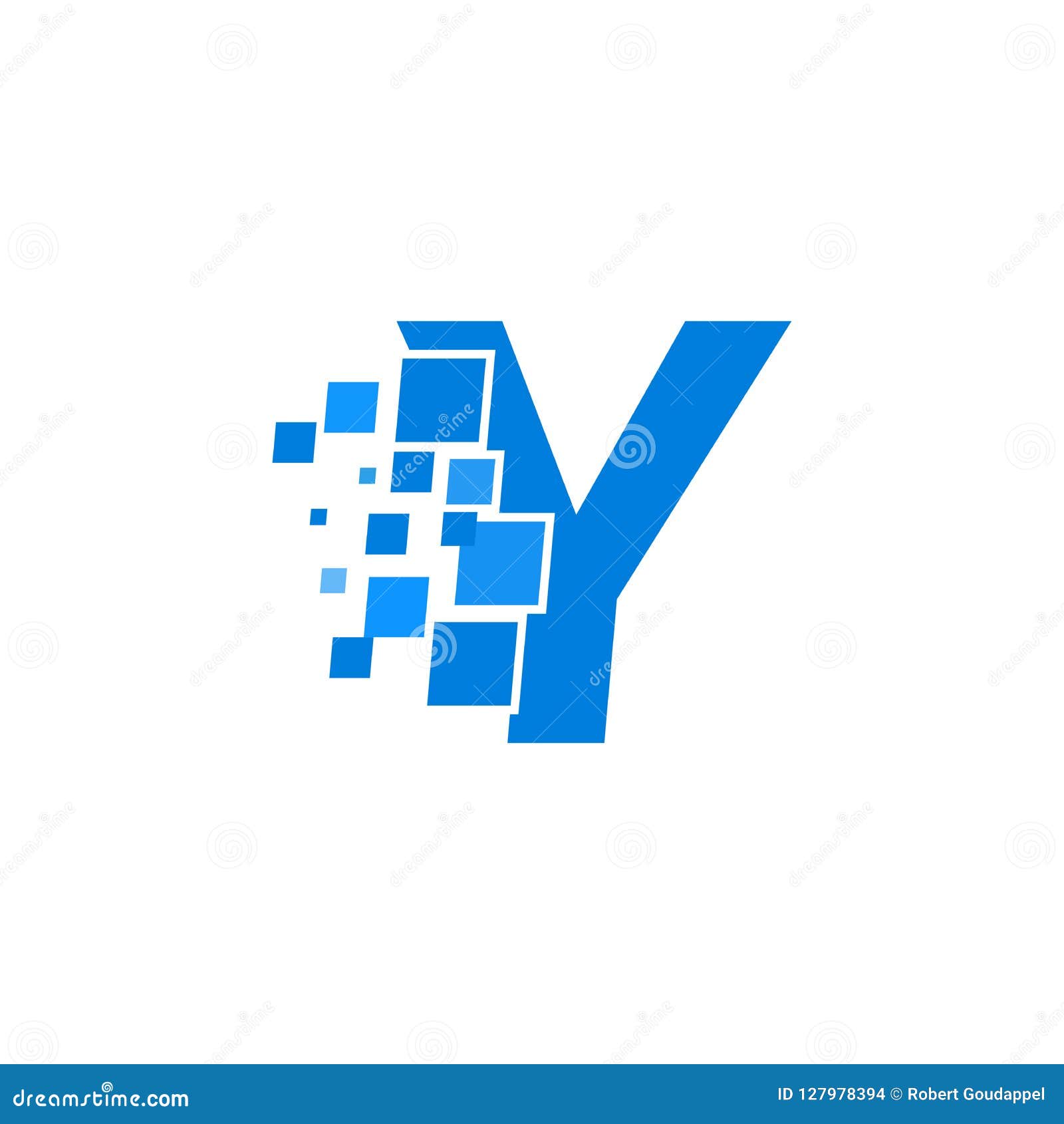 Vector Logo Letter Y Blue Blocks Cubes Stock Vector - Illustration of ...