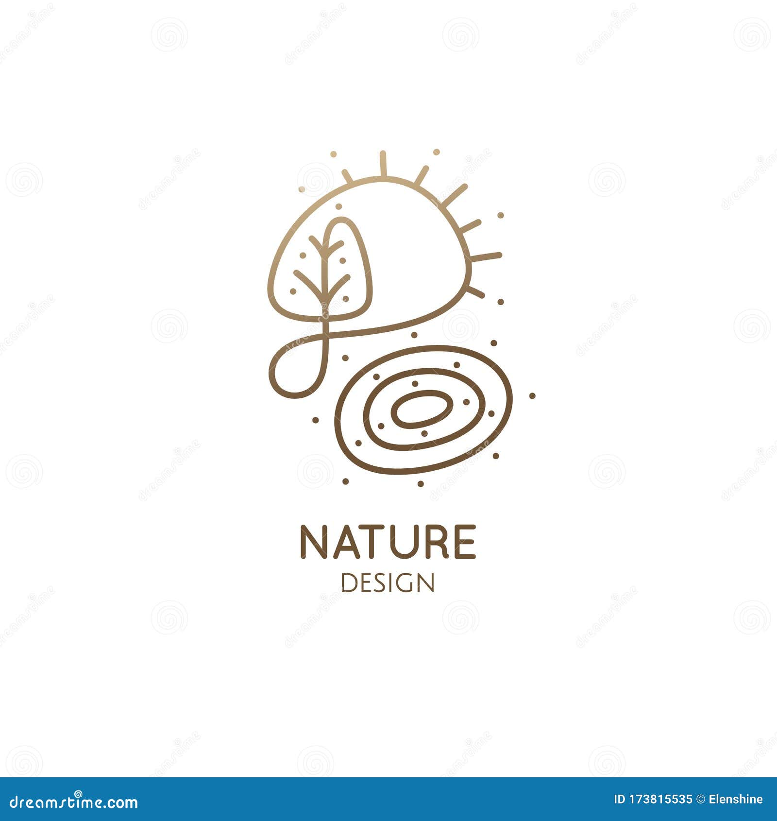 Vector Logo of Nature Elements. Simple Decorative Emblem. Linear Icon ...