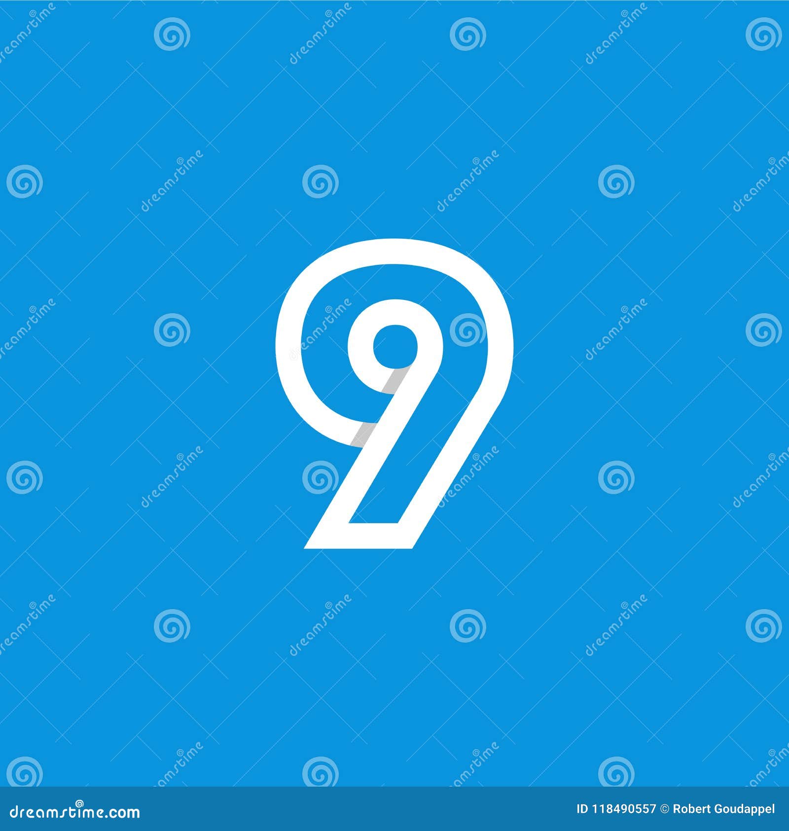 Vector Logo Number 9 White stock vector. Illustration of sign - 118490557