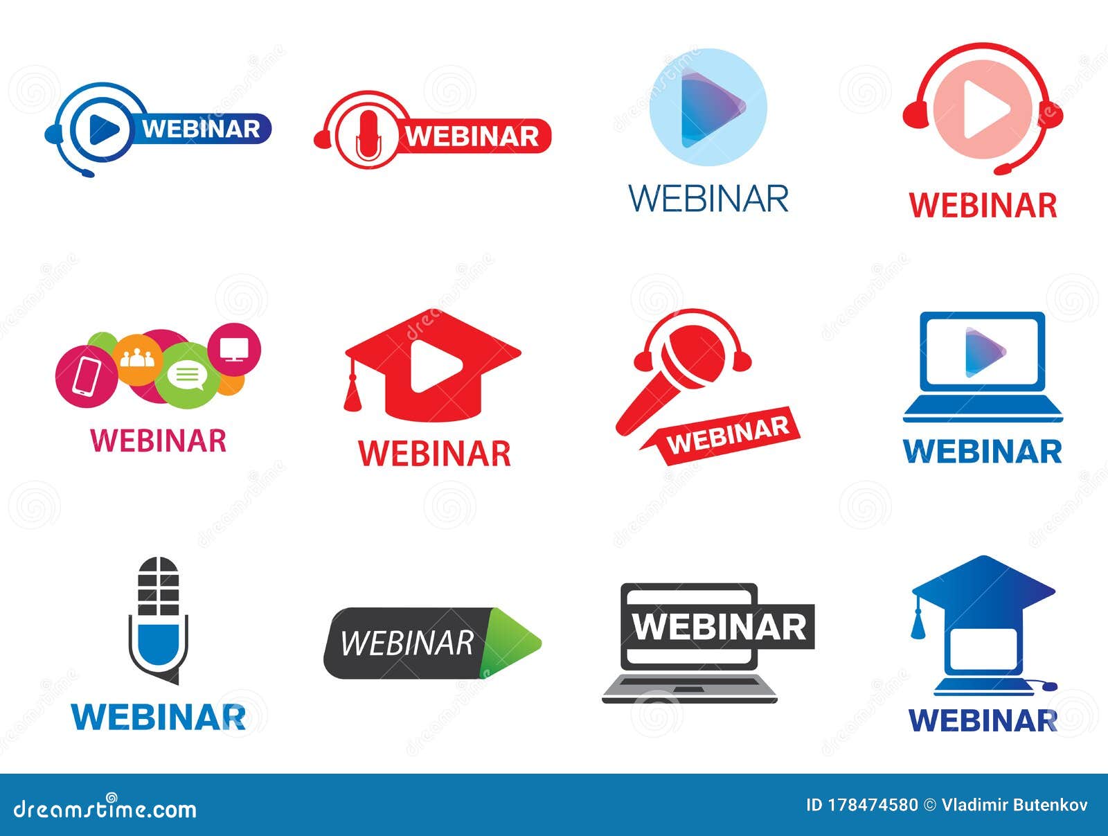 Vector Logo for Online Webinar, Web Conference Stock Illustration ...